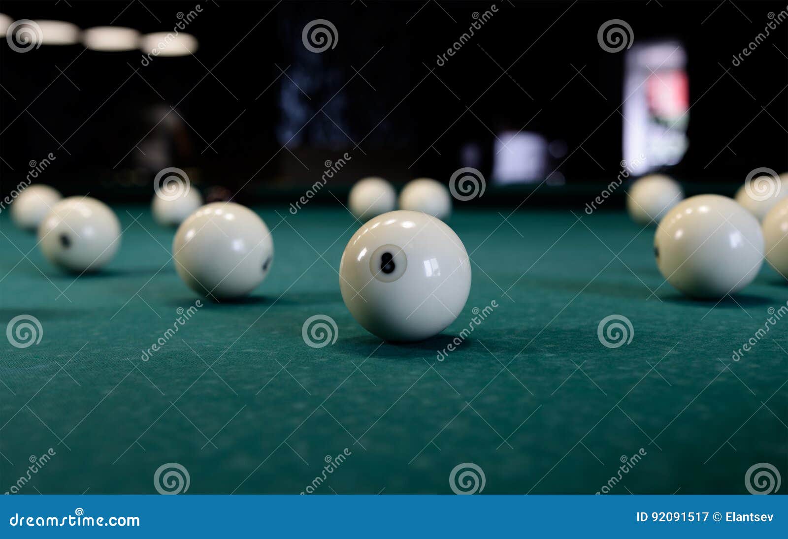 Eight White Billiard Ball on a Pool Table. Stock Image - Image of games ...