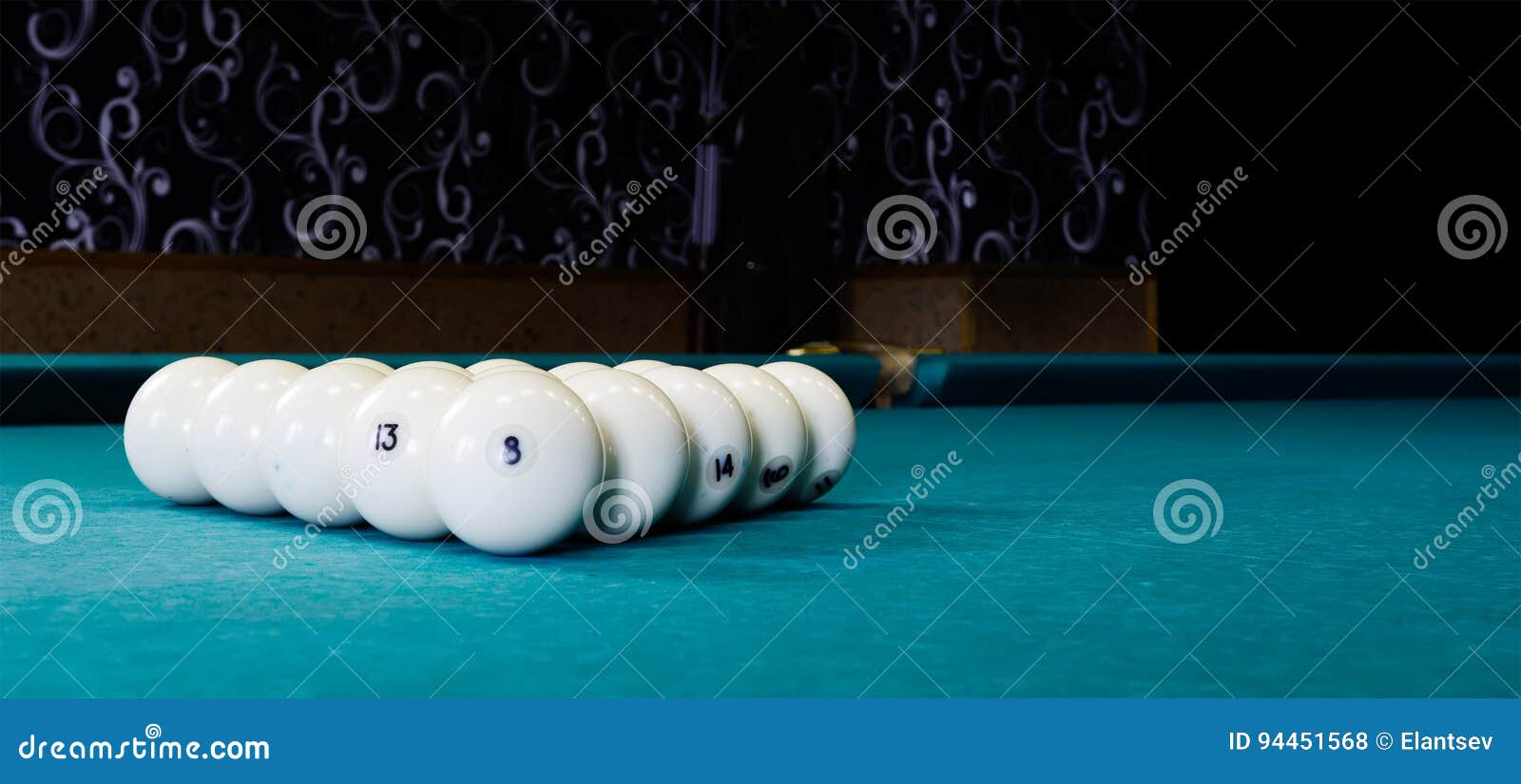 Eight White Billiard Ball on a Pool Table. Stock Photo - Image of ...