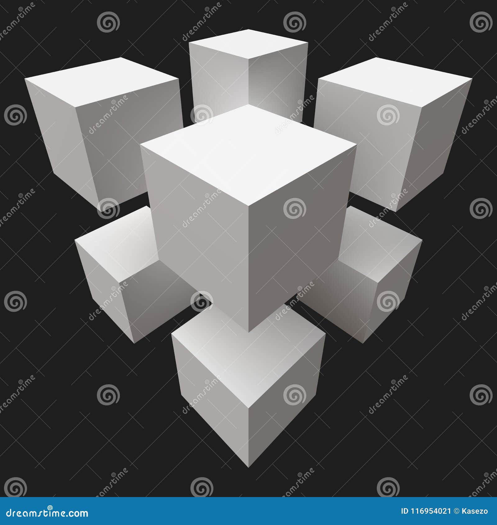 Eight Cube Symbols Arranged In A Magic Circle. An Atom Disintegrating ...