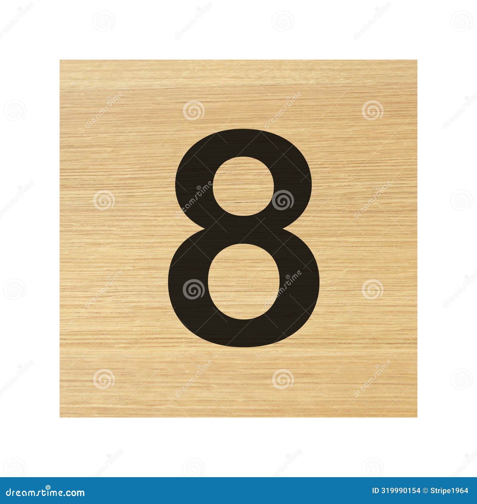 Eight 8 Wood Block on White with Clipping Path Stock Photo - Image of ...