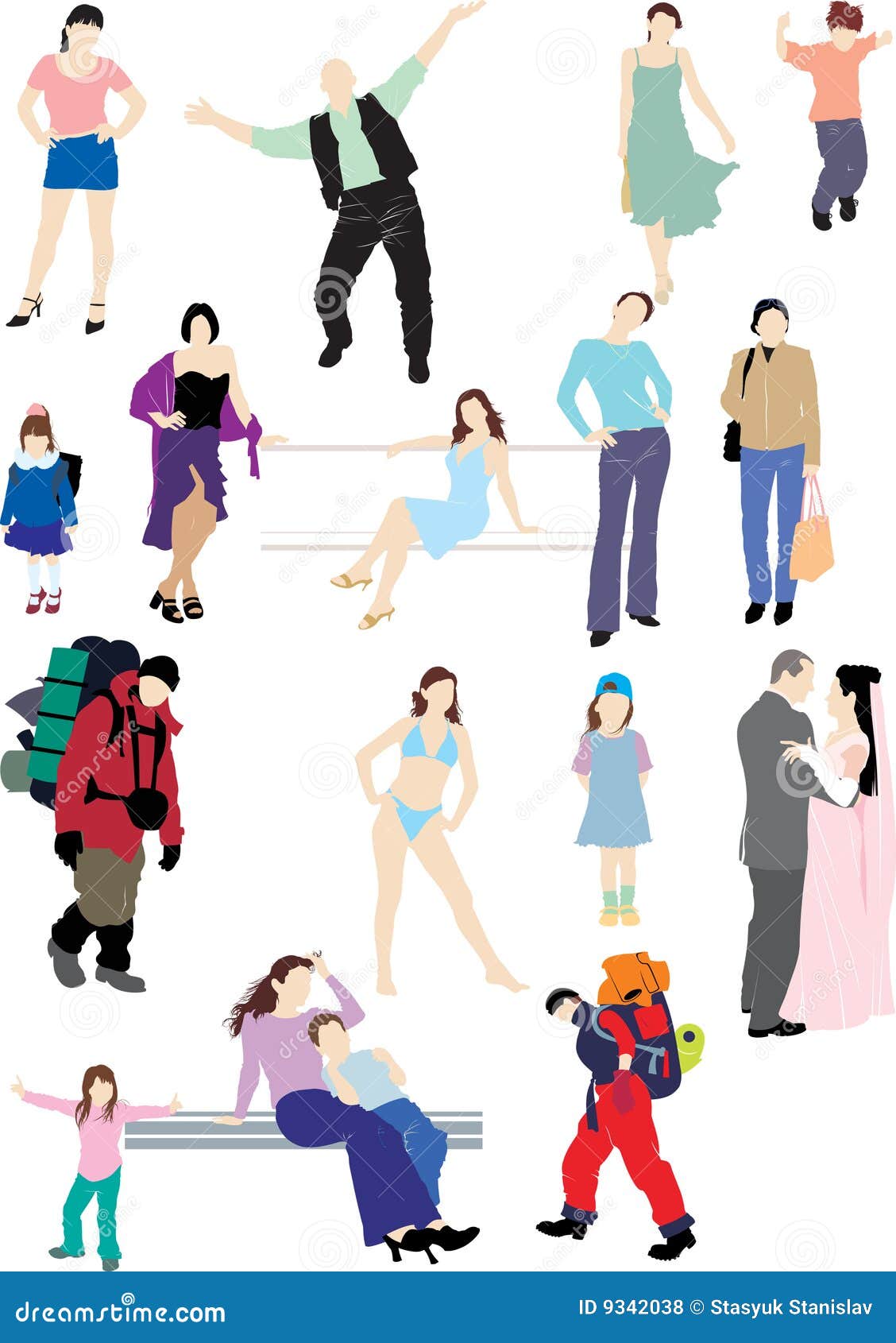 Eighteen Colored Silhouettes of People Stock Vector - Illustration of ...