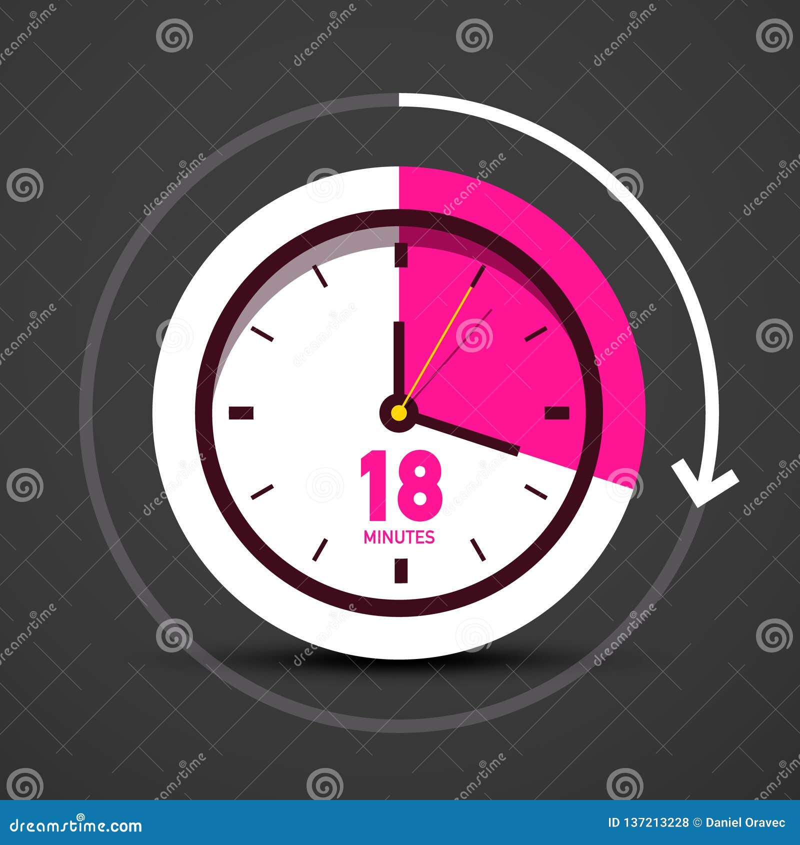 18 Eighteen Minutes Icon with Clock. Watch Symbol Stock Vector ...