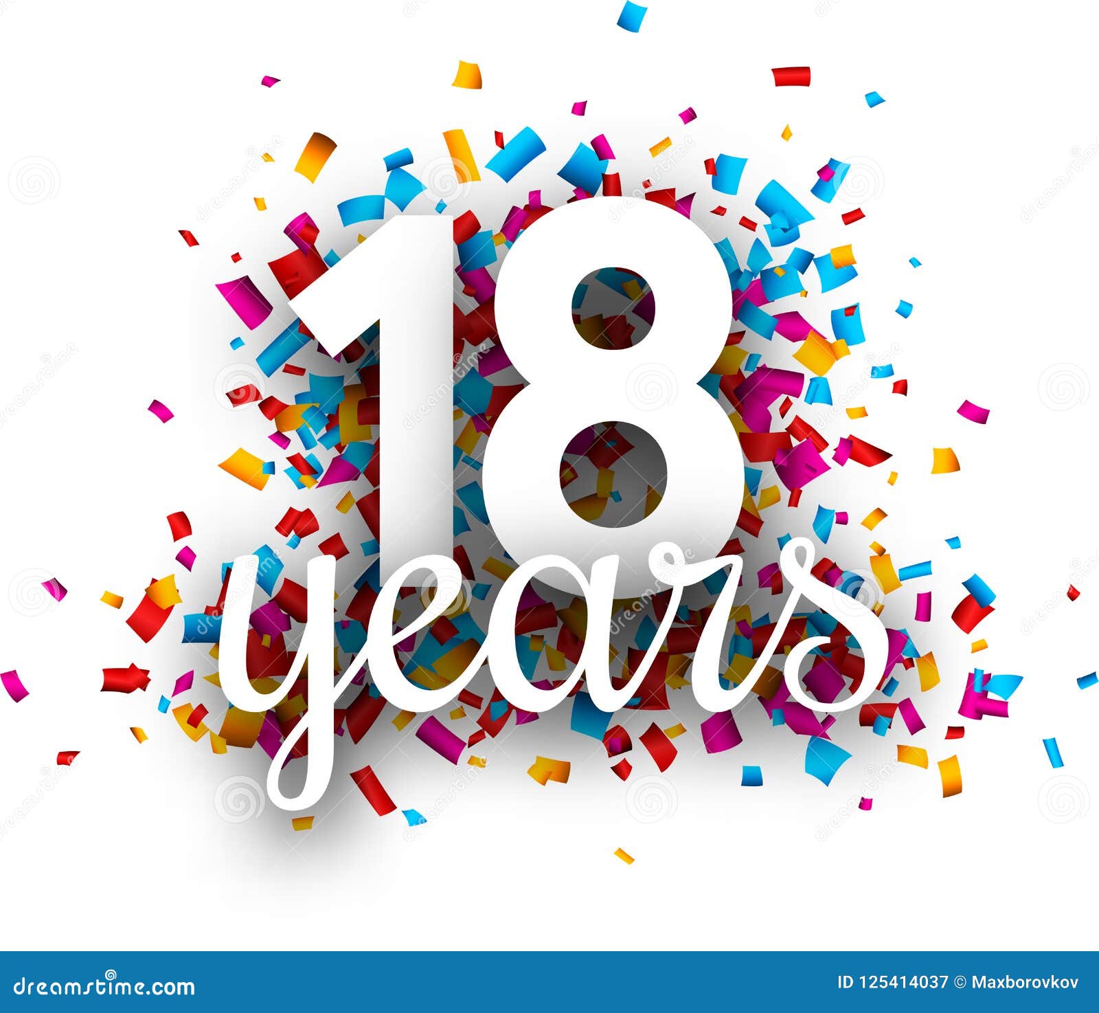 Eighteen Years Anniversary With Colorful Confetti. Stock Vector ... Eighteen Years Anniversary With Colorful Confetti. Stock Vector ...