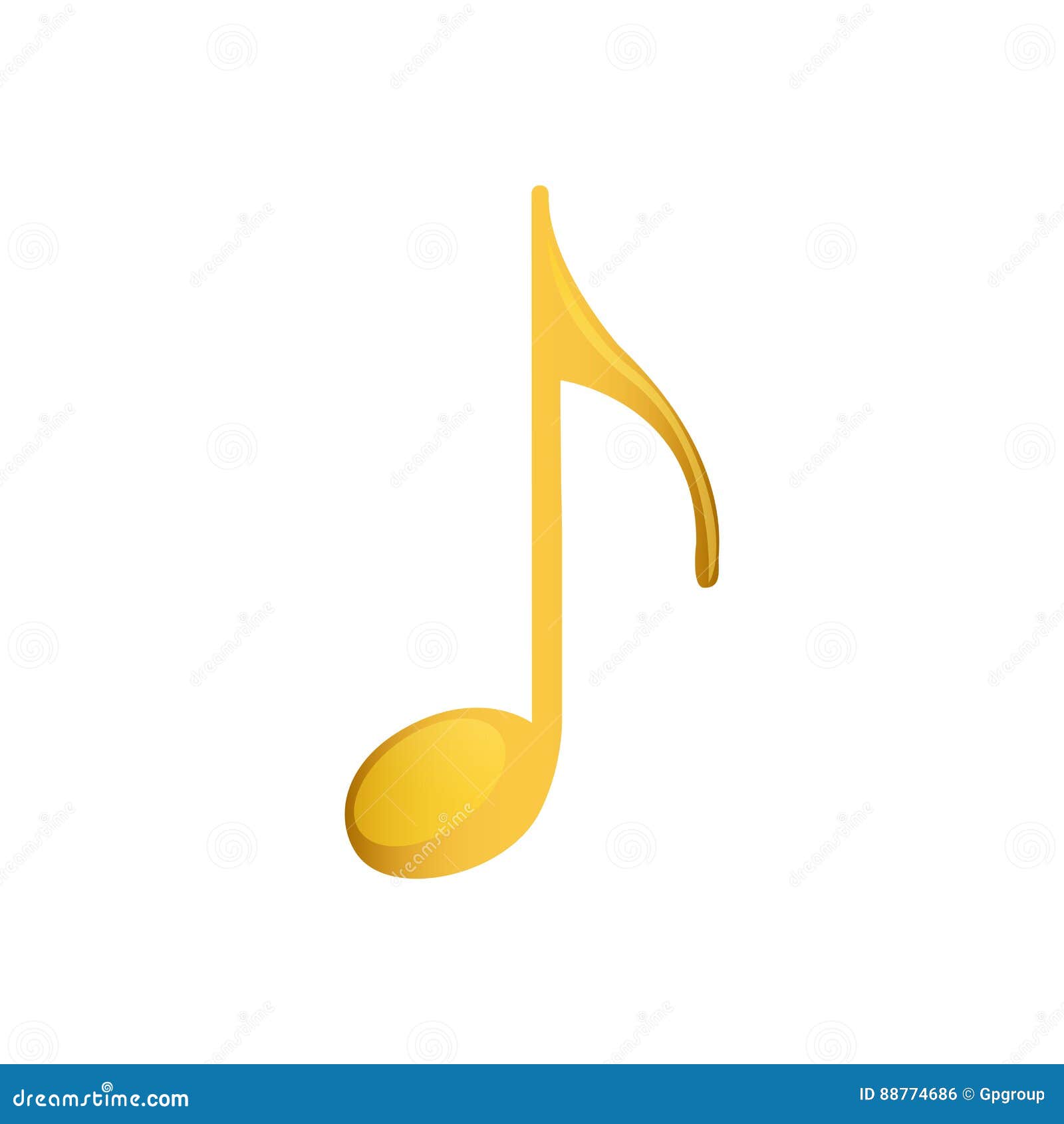 Eighth Note in Golden with Background White Stock Illustration ...