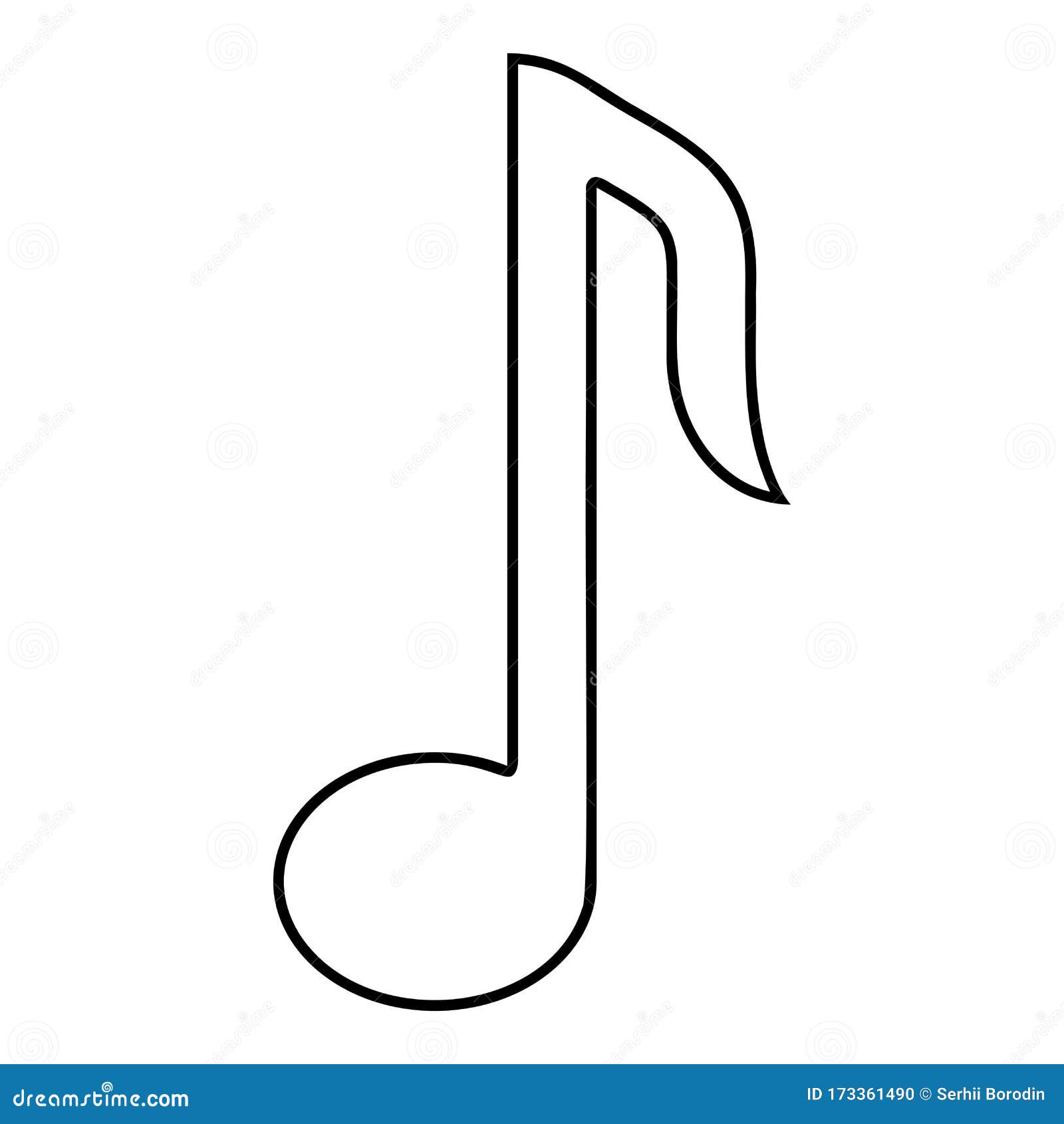 Eighth Note Icon Outline Black Color Vector Illustration Flat Style ...