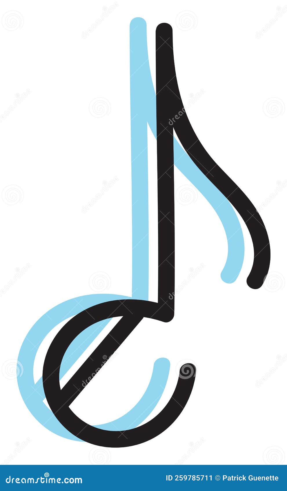 Eighth note, icon stock vector. Illustration of graphic - 259785711
