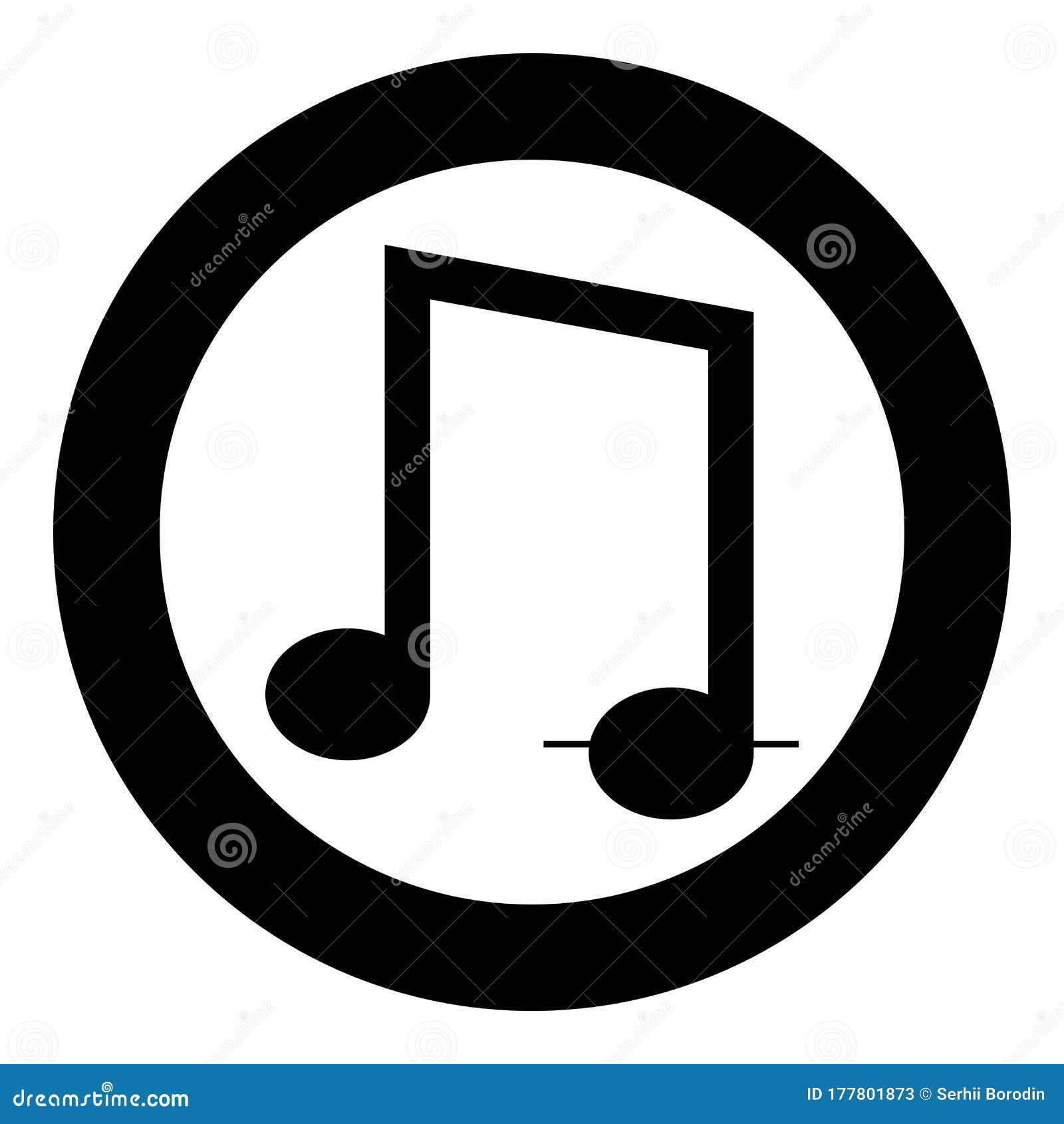 Eighth Notes Icon in Circle Round Black Color Vector Illustration Flat ...