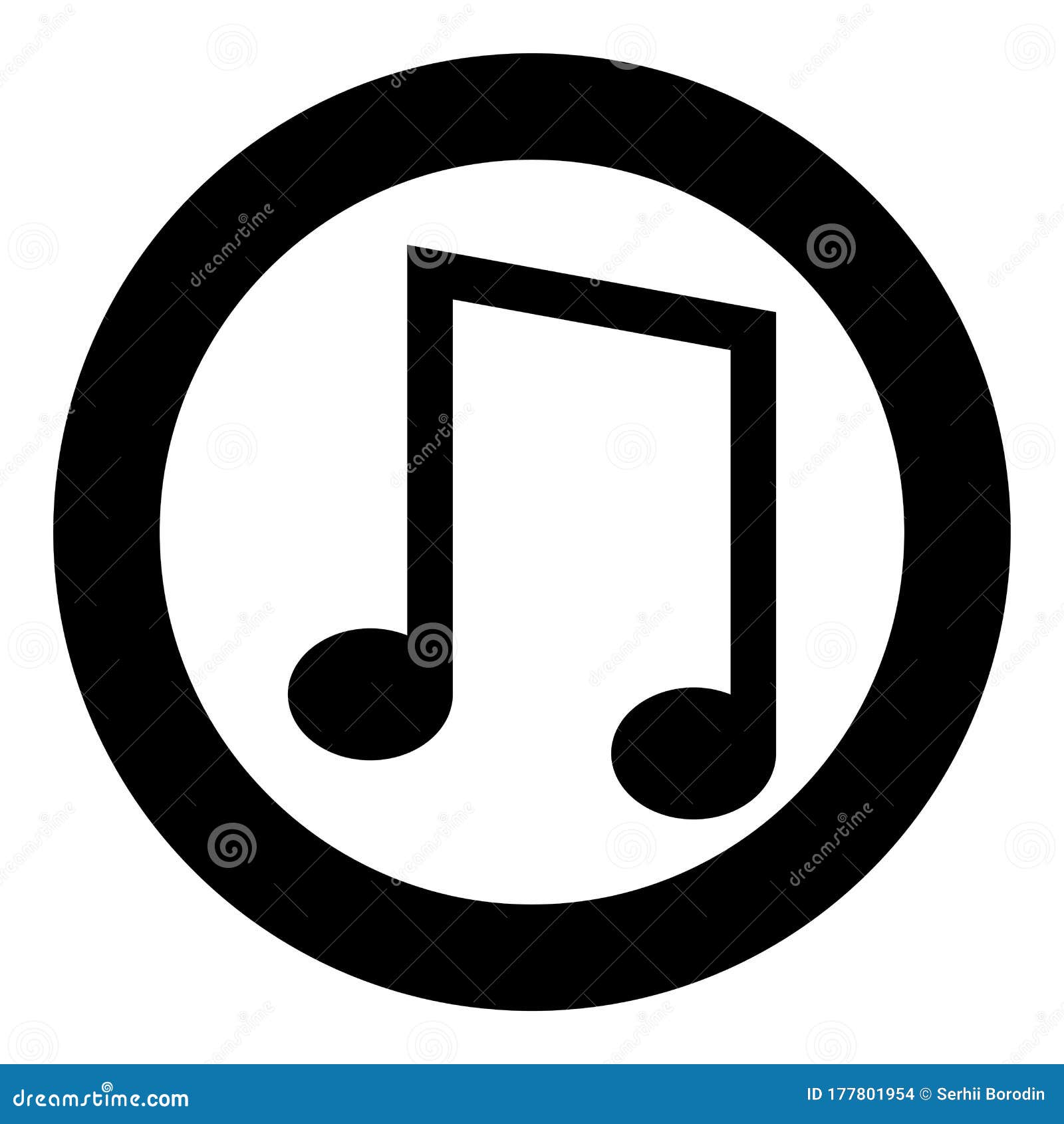 Eighth Notes Icon in Circle Round Black Color Vector Illustration Flat ...