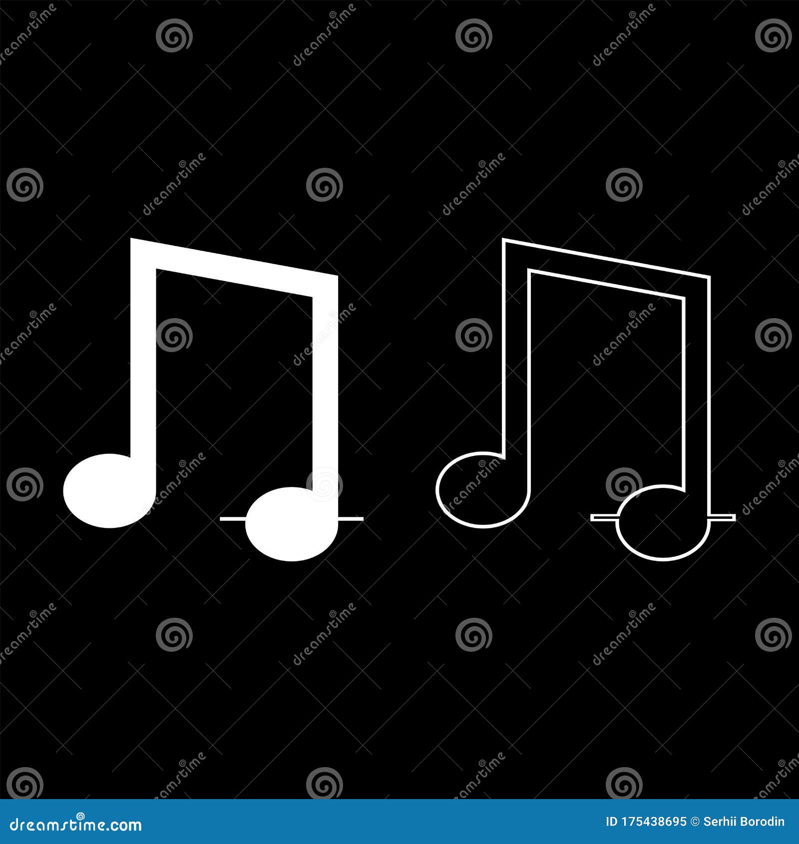 Eighth Notes Icon Outline Set White Color Vector Illustration Flat ...