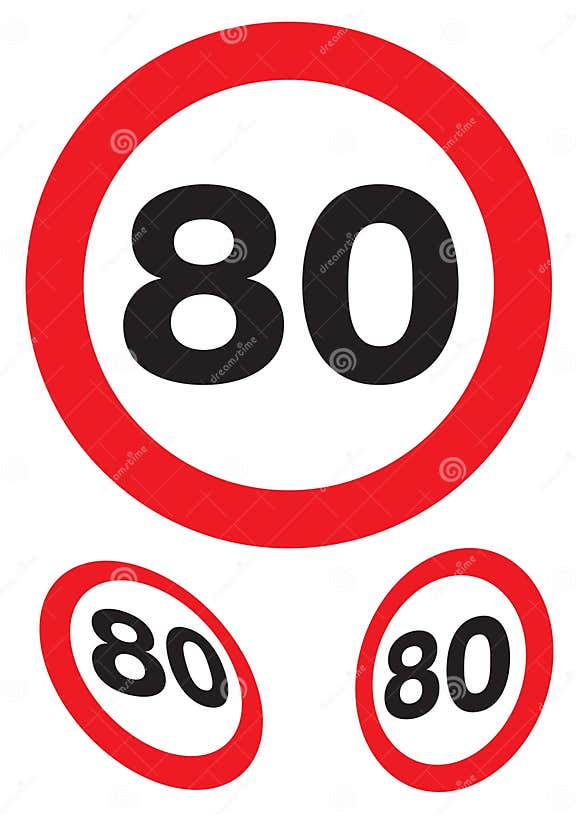 Eighty Miles Per Hour Speed Signs Stock Illustration - Illustration of ...