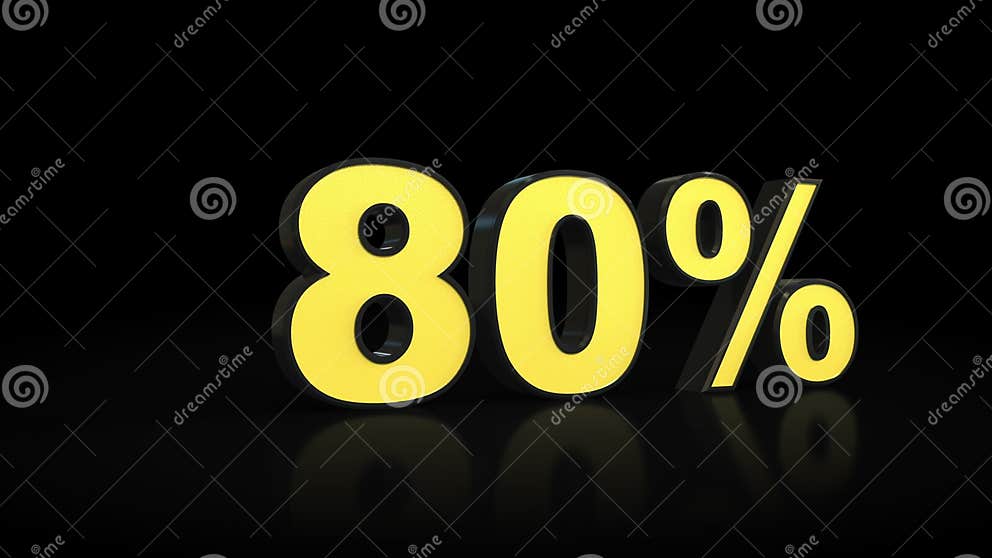 Eighty 80 Percent 3D Rendering Stock Illustration - Illustration of ...