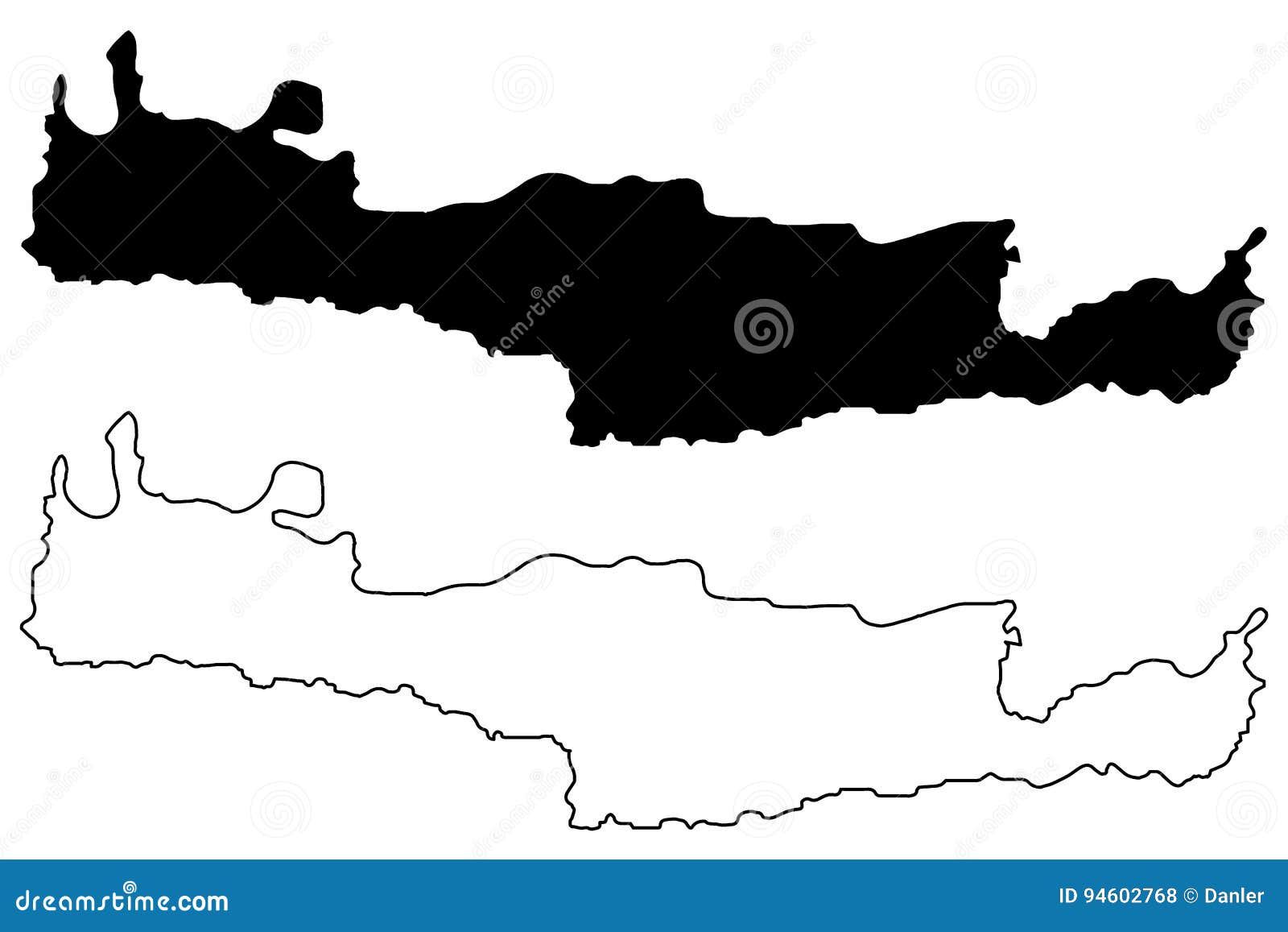 Eiland Van De Kaartvector Van Kreta Vector Illustratie - Illustration ...