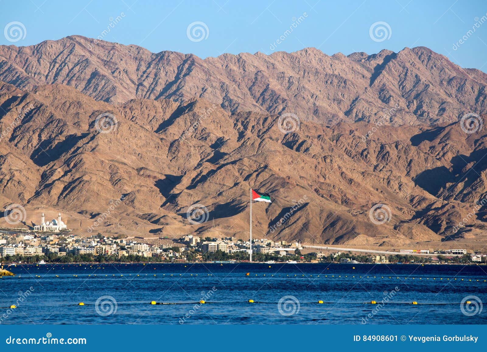 Eilat view to Jordan stock image. Image of surfers, mountains - 84908601