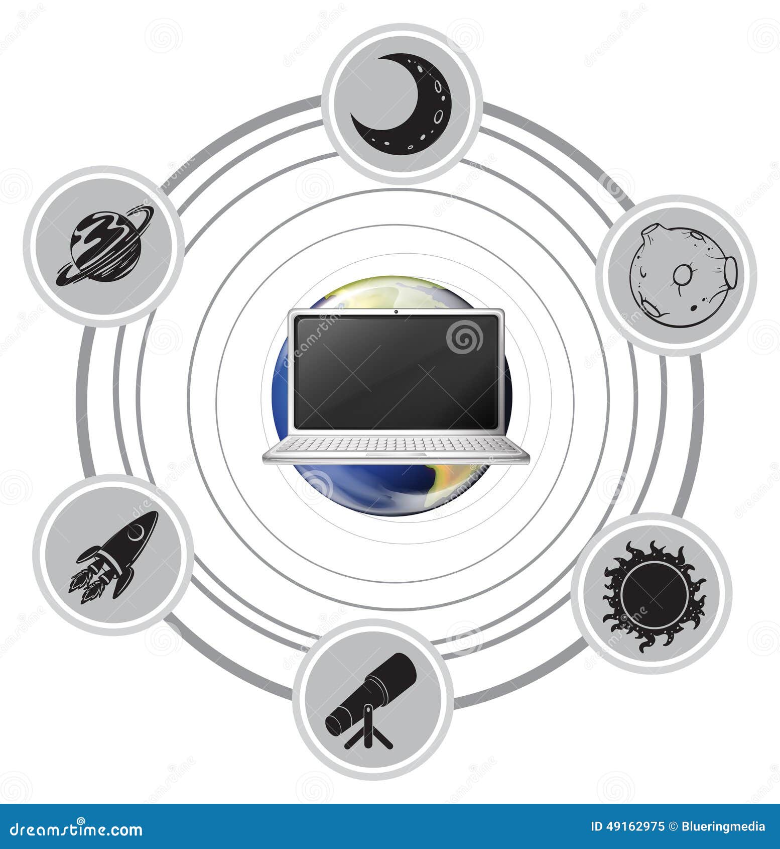 Ein Computer, Der Zugang Zu Alles Zeigt Vektor Abbildung - Illustration ...