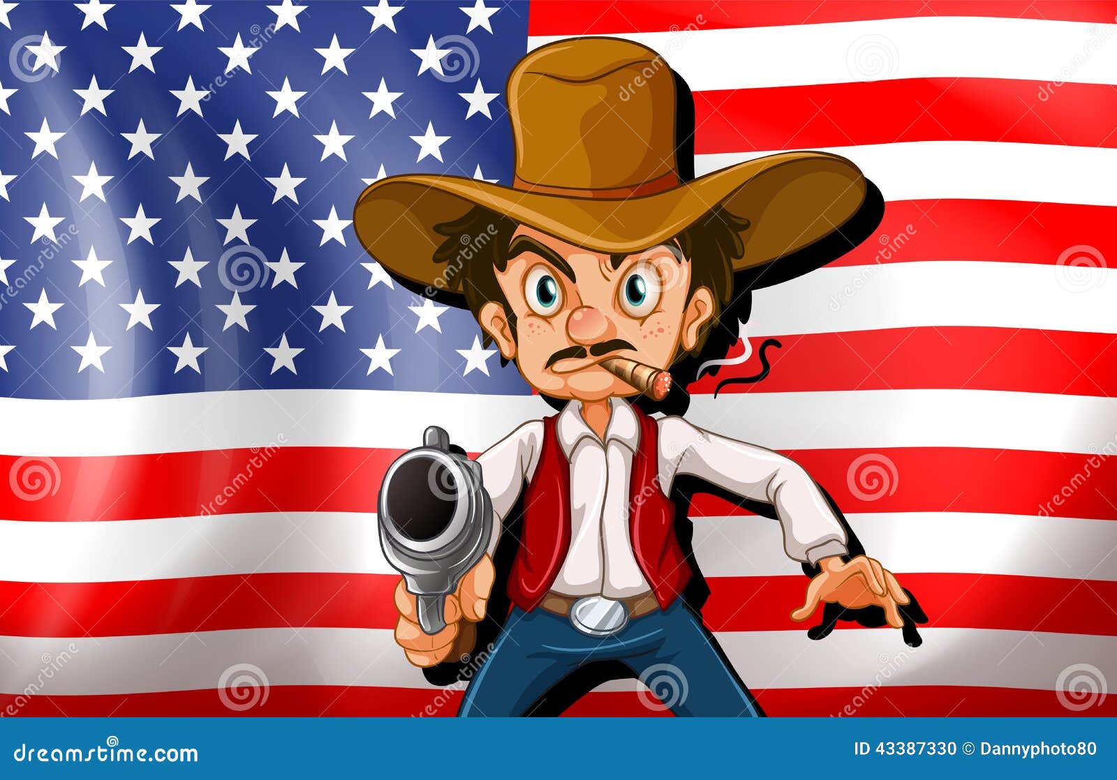 Ein Cowboy Vor Der USA-Flagge Vektor Abbildung - Illustration von ...