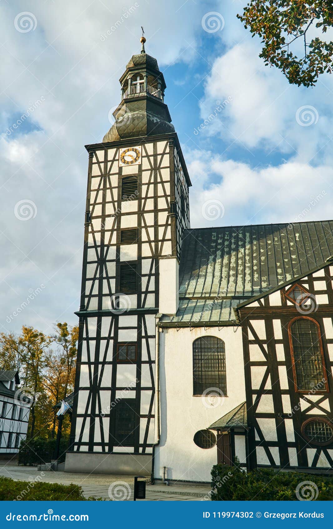 Ein Historisches, Fachwerkbau Einer Protestantische Kirche Stockfoto ...