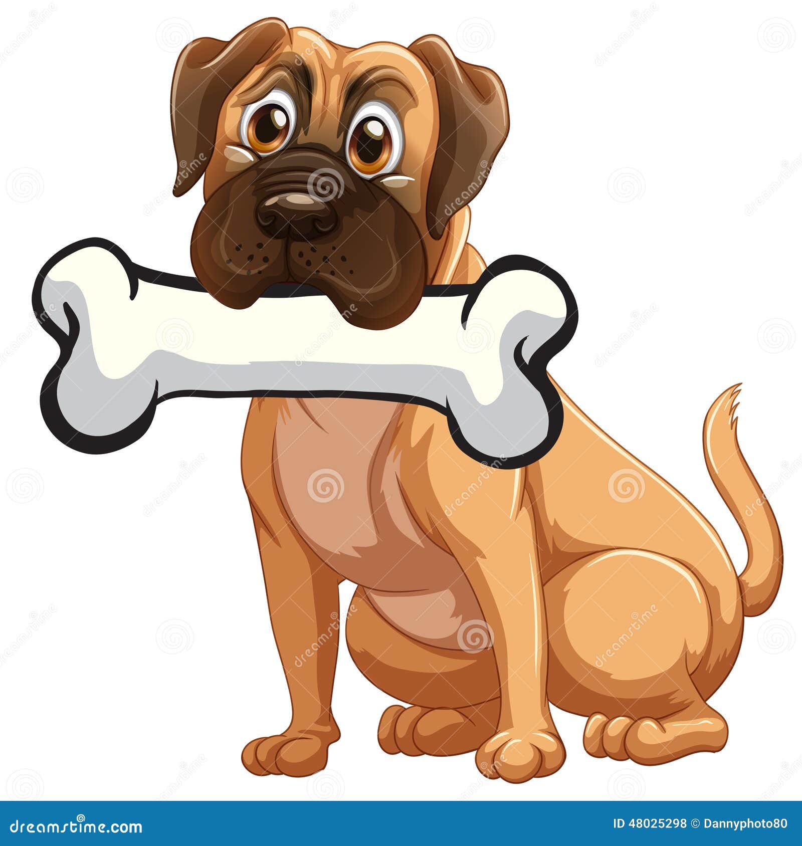 Ein Hund mit einem Knochen vektor abbildung. Illustration von leben ...