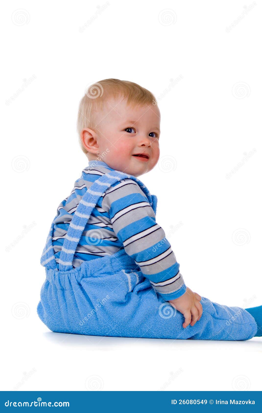 Ein Kleines Kind Sitzt Und Lacht Stockbild - Bild von freundlich ...