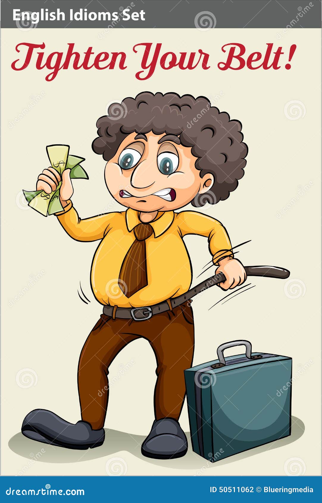 Ein Mann, Der Seinen Gurt Spannt Vektor Abbildung - Illustration von ...