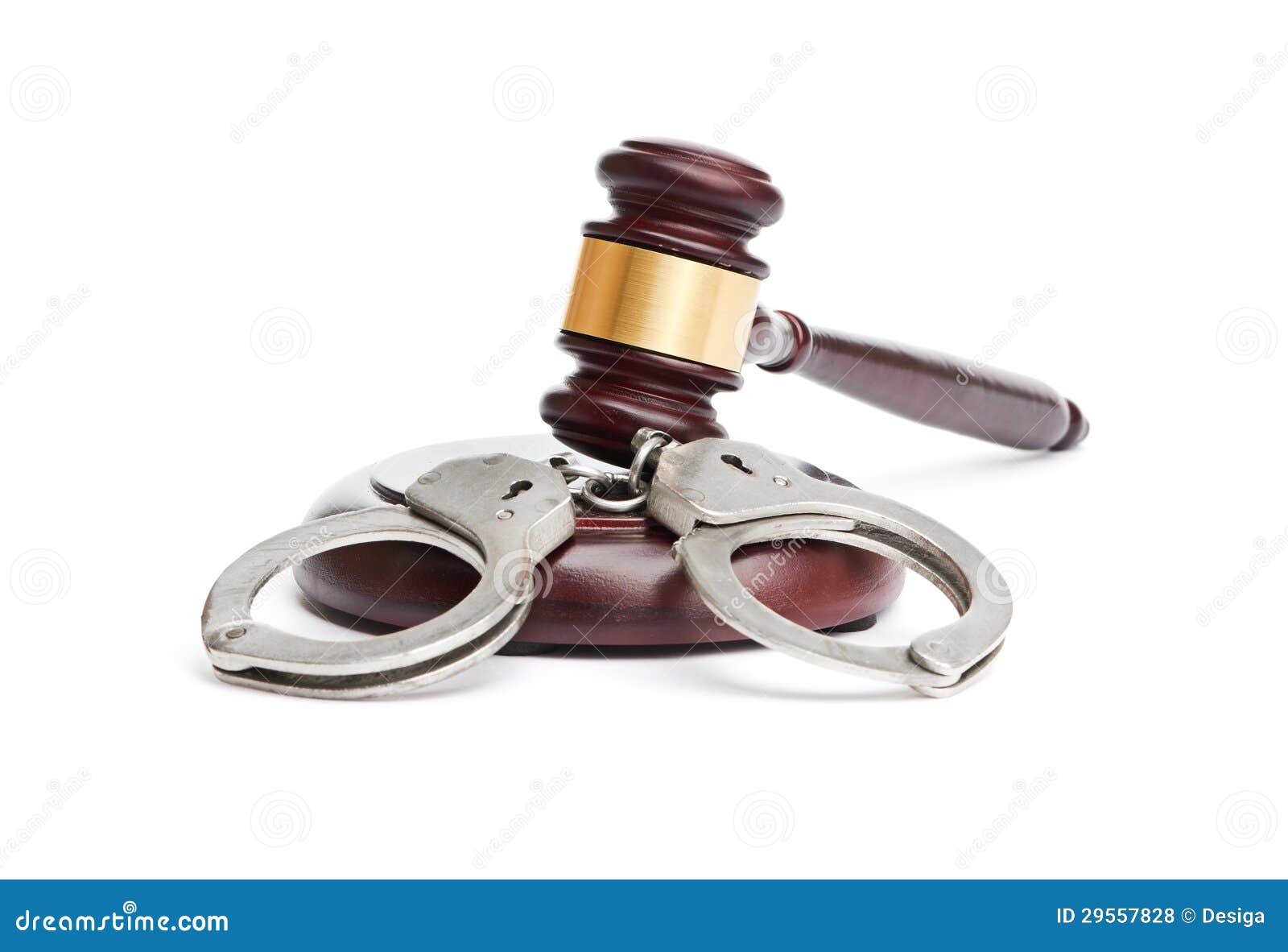 Ein Paar Der Handschellen Und Des Hammers Stockfoto - Bild von gericht ...