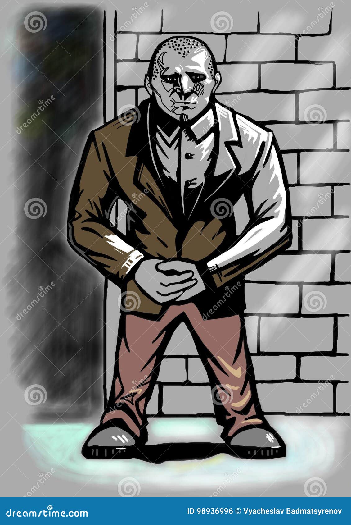 Ein Portier Steht Nahe Der Wand Stock Abbildung - Illustration von ...