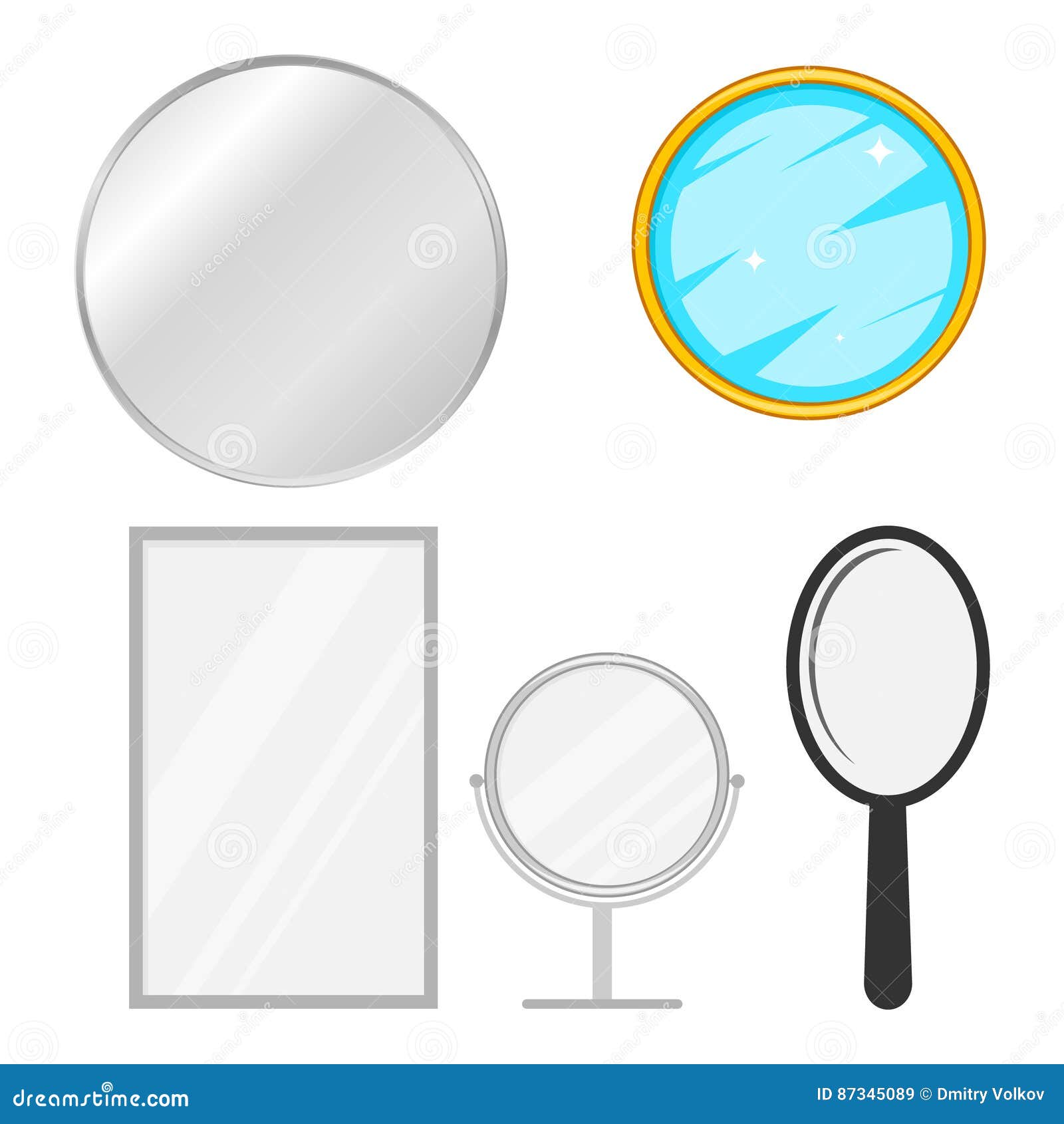 Ein Satz Spiegel vektor abbildung. Illustration von hand - 87345089