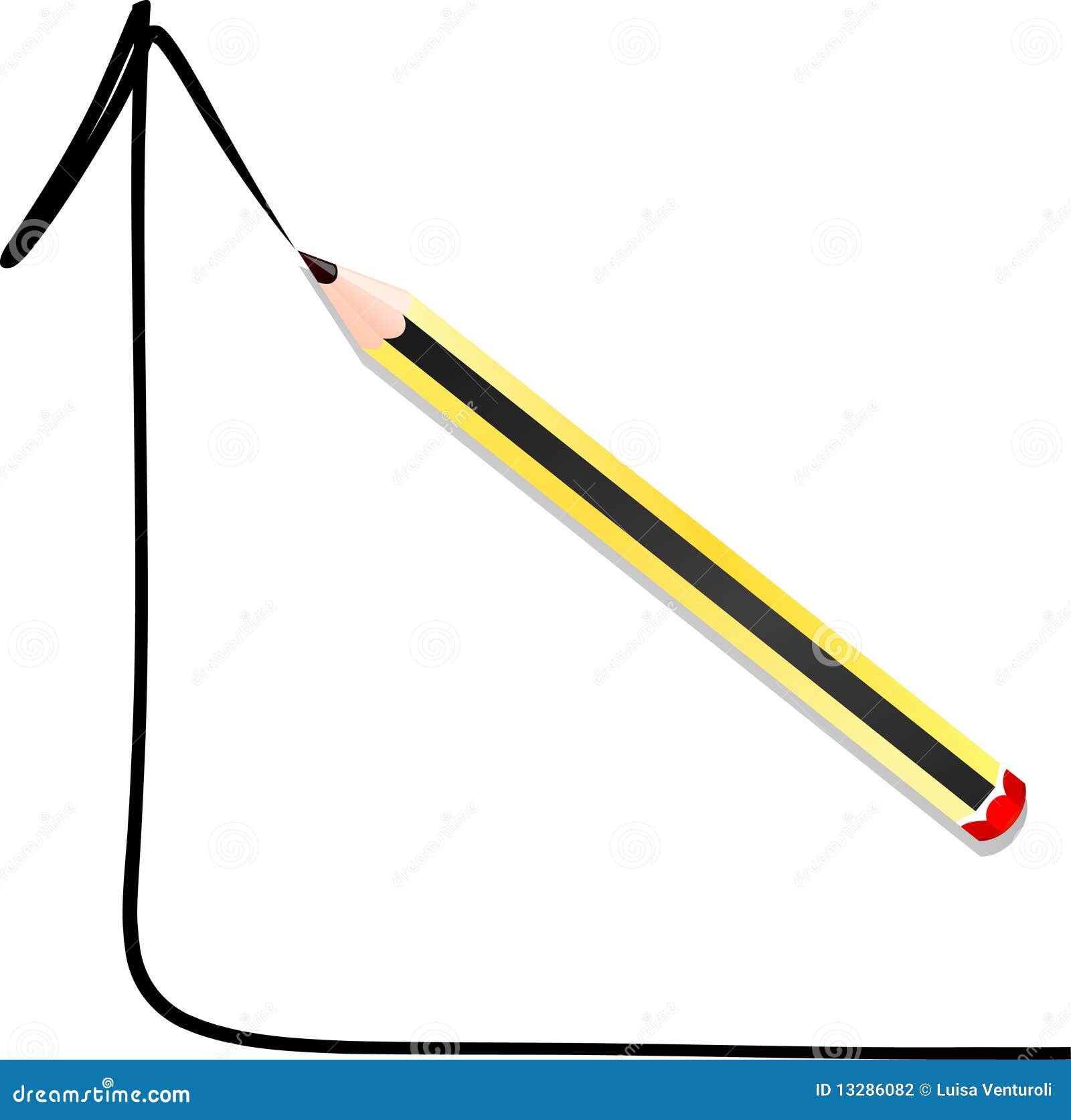 Ein Schwarzer Bleistift Zeichnet Einen Pfeil Aufwärts Vektor Abbildung ...