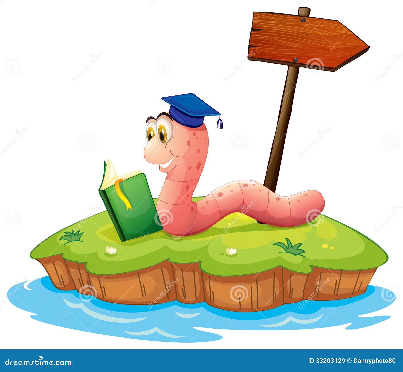 Ein Wurm, Der Ein Buch Auf Einer Insel Liest Vektor Abbildung ... Ein Wurm, Der Ein Buch Auf Einer Insel Liest Vektor Abbildung ...