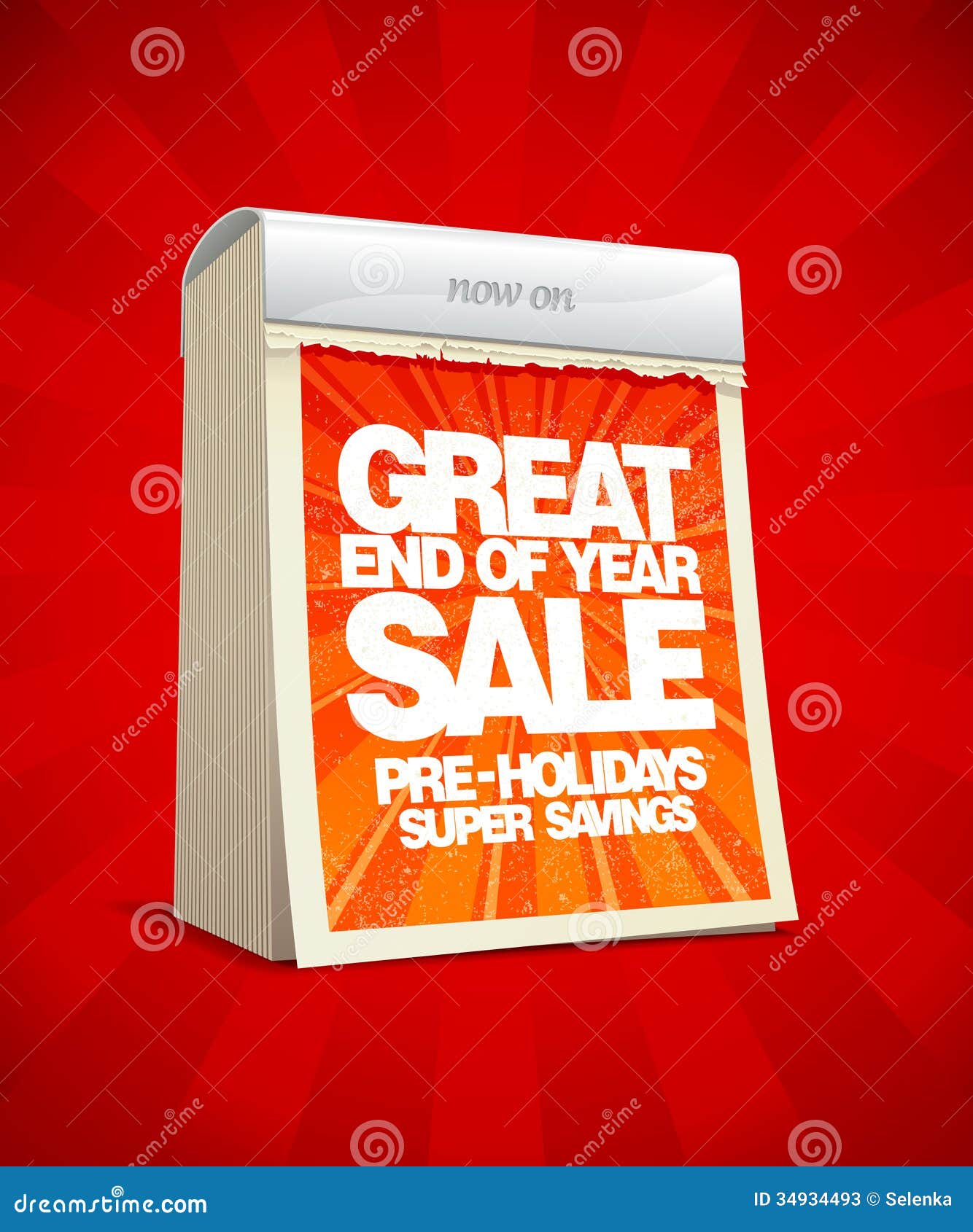 Eind Van Het Ontwerp Van De Jaarverkoop in Vorm Van Kalender. Vector ...