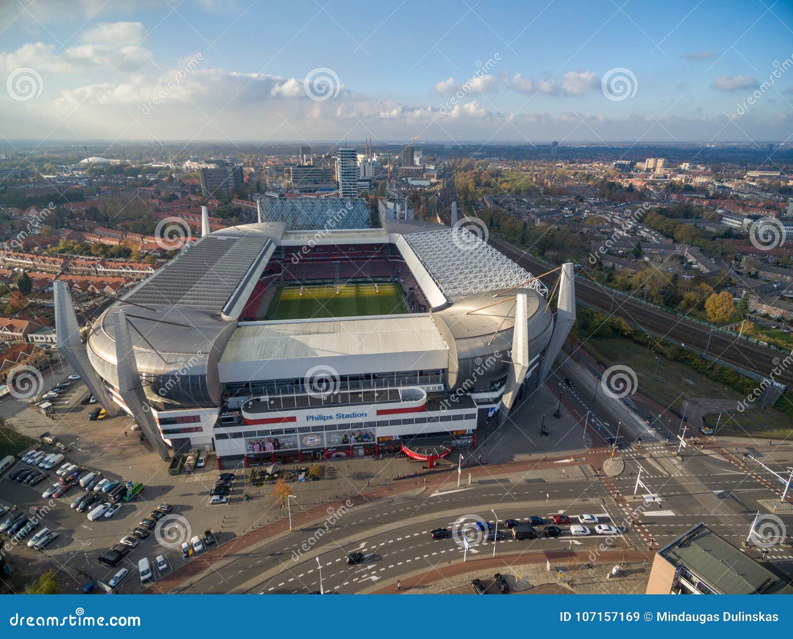 EINDHOVEN, NETHERLANDS - Eindhoven Cityscape with Eindhoven PSV Philips ...