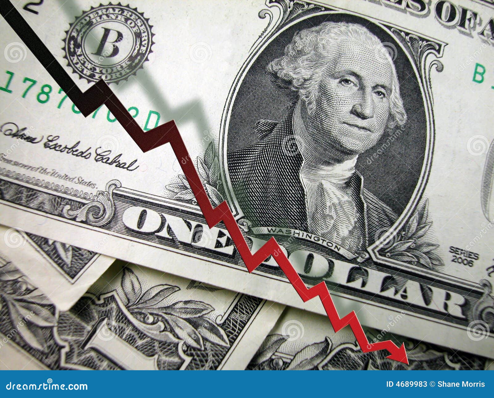 Eine Dollar-Bill-Negative Tendenz-Zeile Stockbild - Bild von vereinigt ...