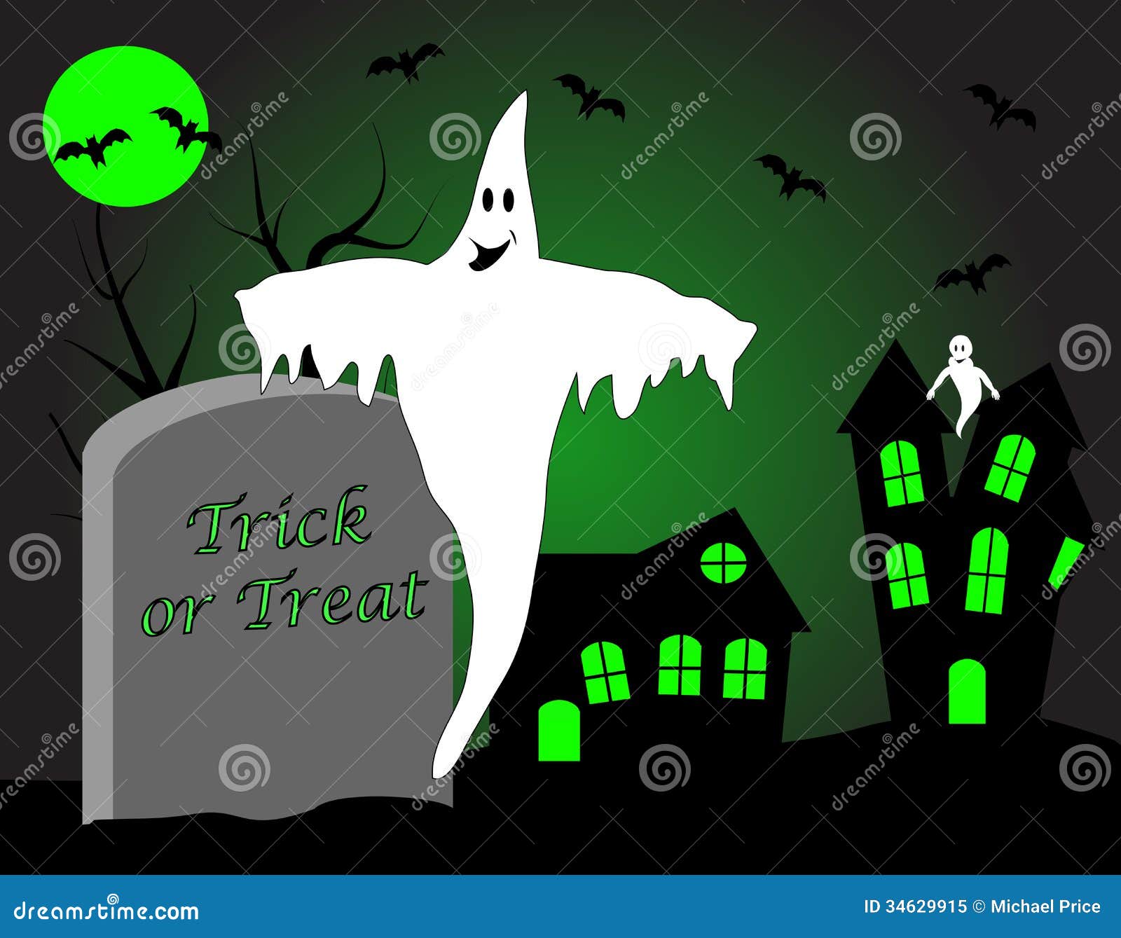 Eine Halloween-Illustration Mit Einem Geist Vektor Abbildung ...