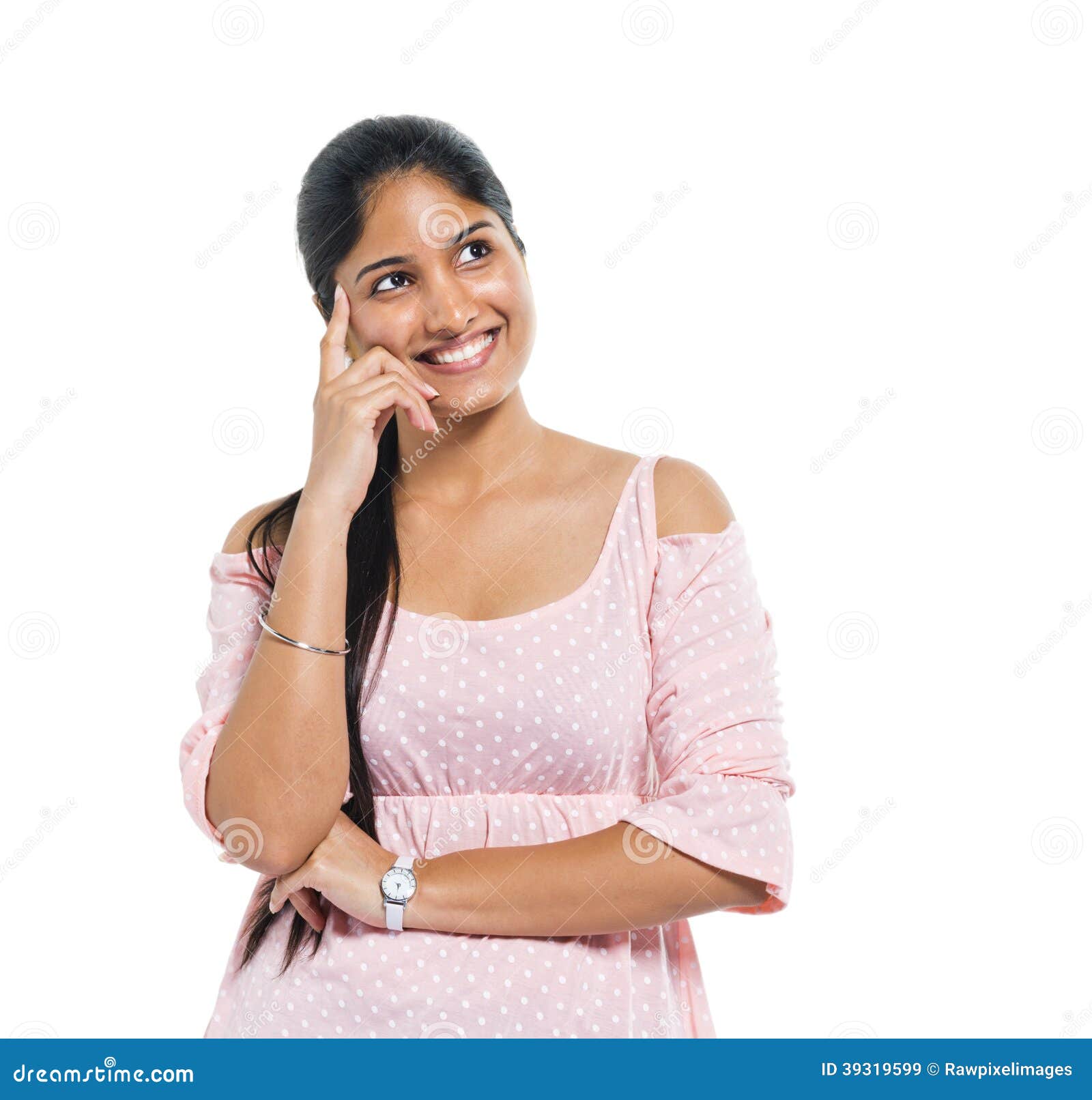 Eine Nette Denkende Indische Frau Stockbild - Bild von indisch, schön ...