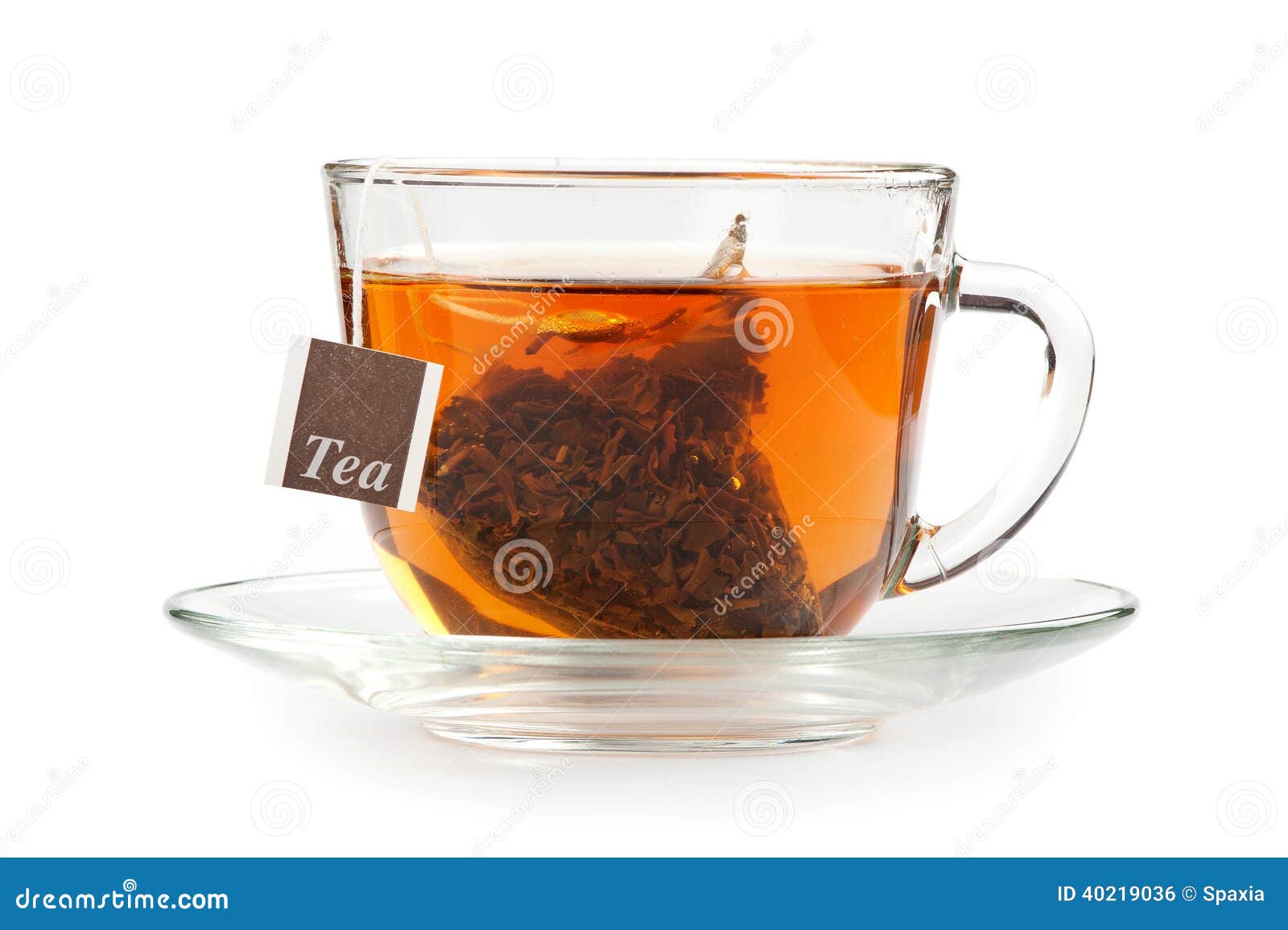 Eine Tasse Tee Mit Teebeutel Stockfoto - Bild von floral, weiß: 40219036