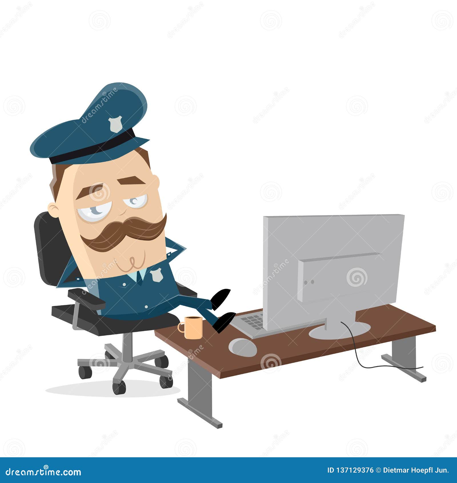 Police Officer Taking a Break Stock Vector - Illustration of clipart ...