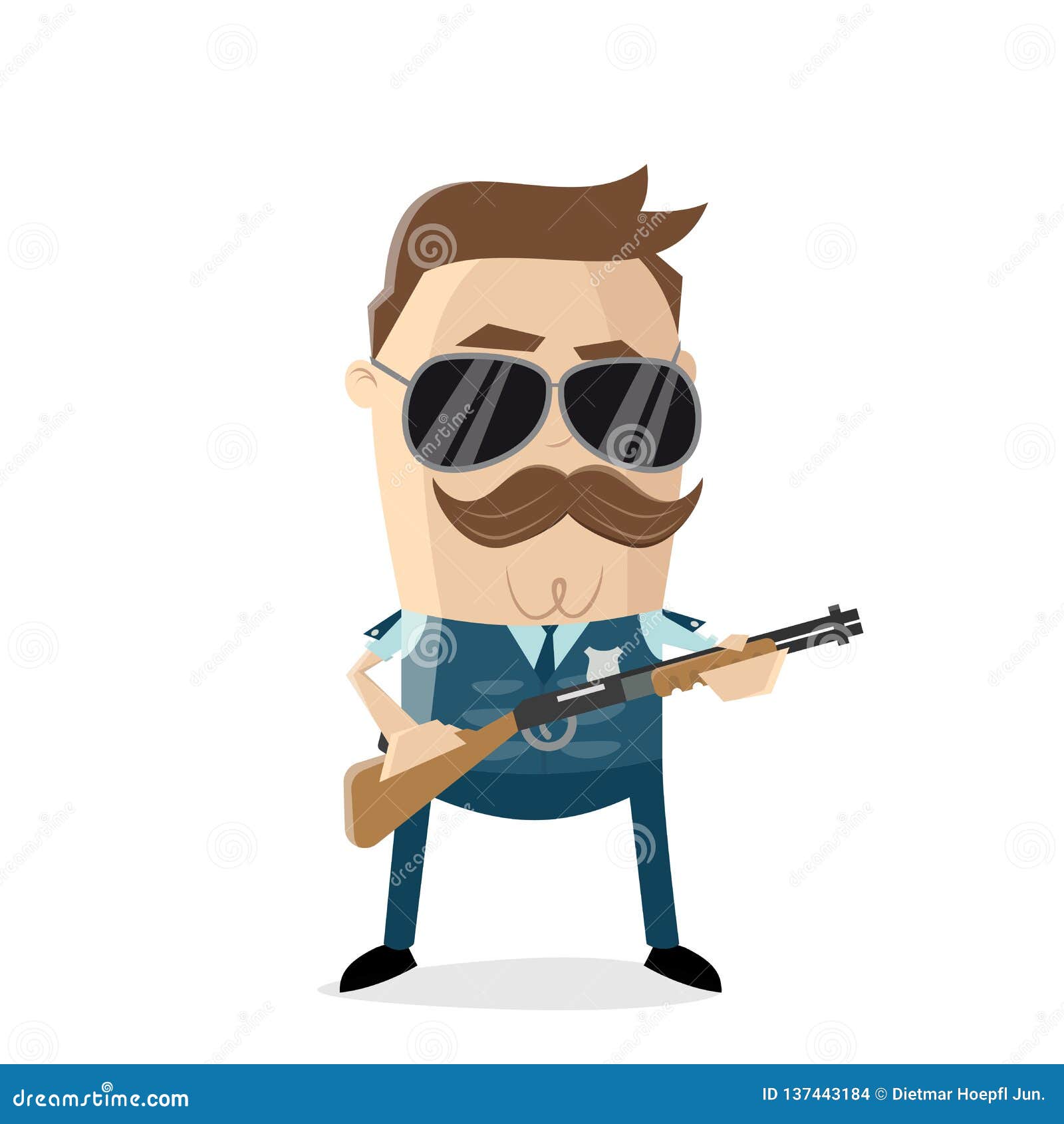 Cartoon Policeman Bulletproof Vest and Shotgun Stock Vector ...
