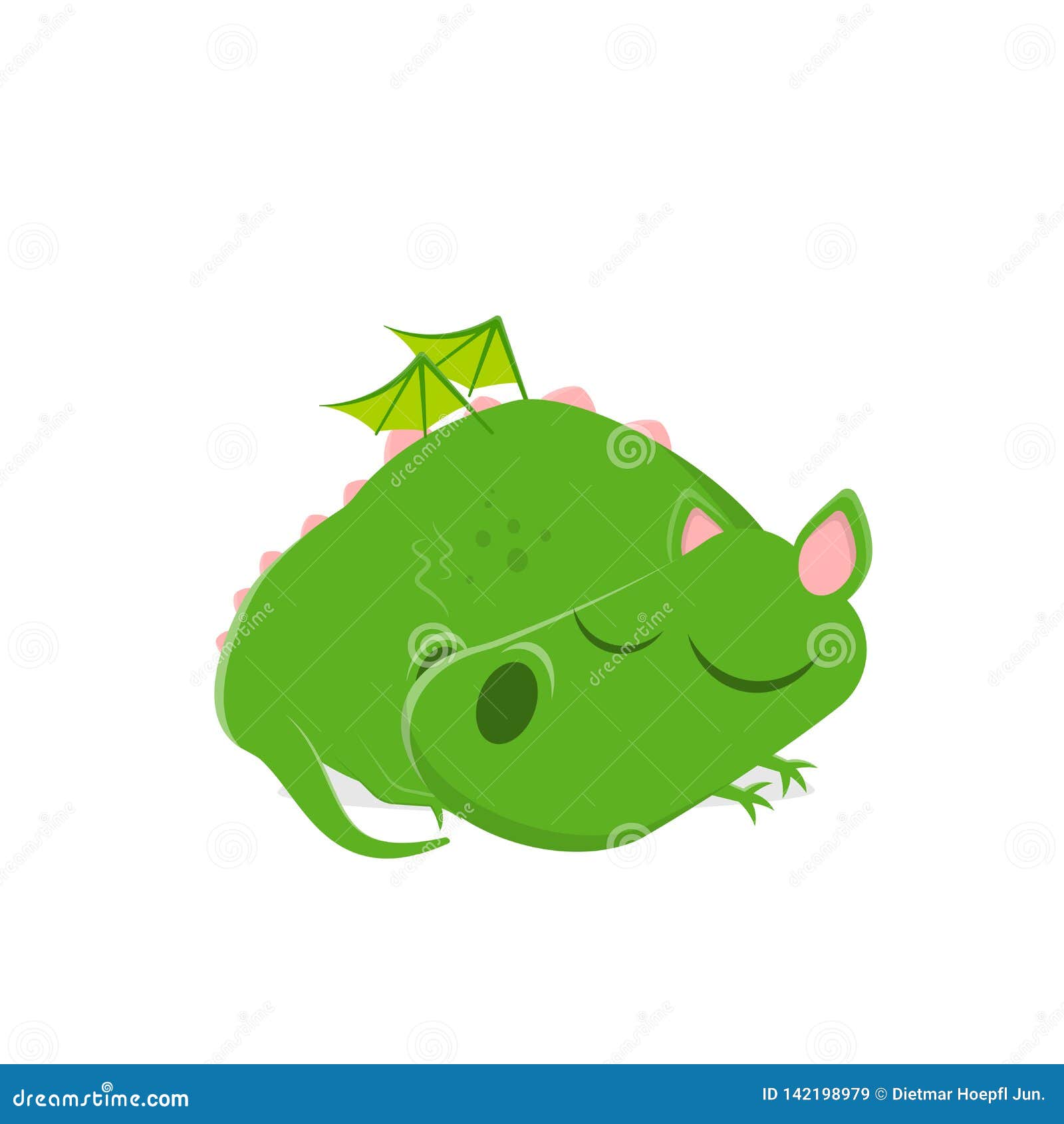 Funny Vector Illustration of a Sleeping Green Cartoon Dragon Stock ...
