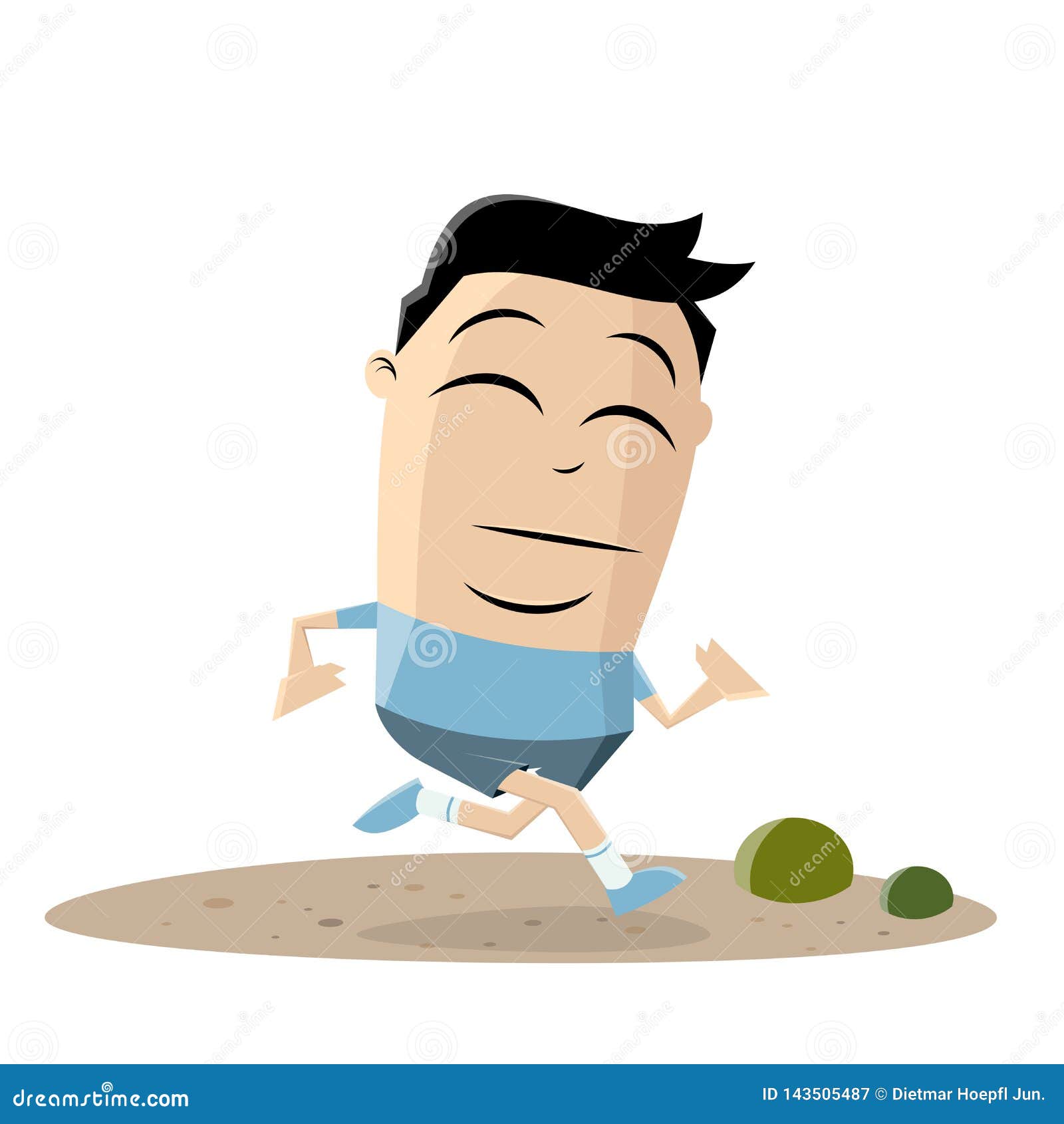 Cartoon Illustration of a Running Asian Cartoon Man Stock Vector ...