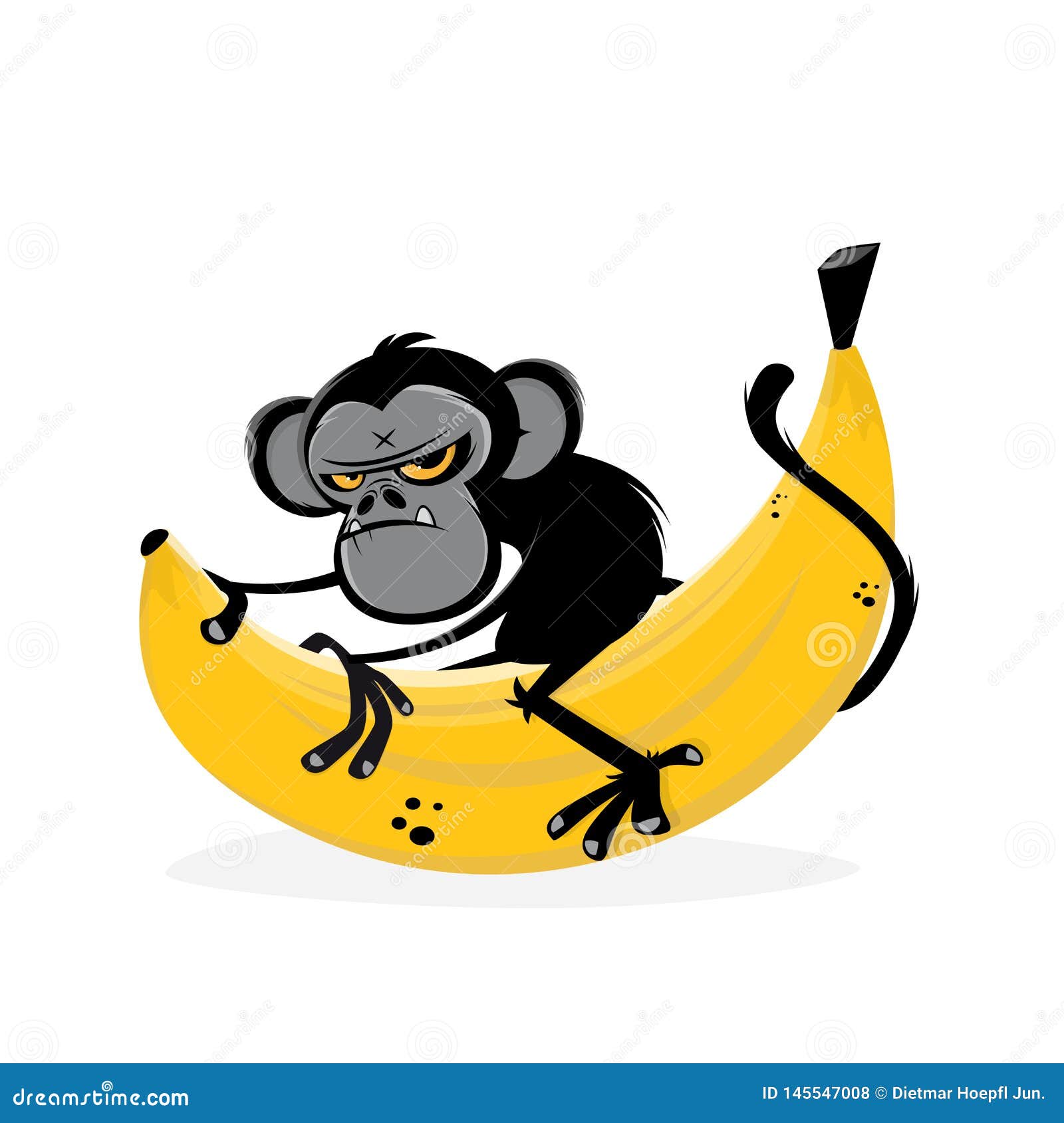 Cartoon Illustration of a Monkey Riding on a Banana Stock Vector ...
