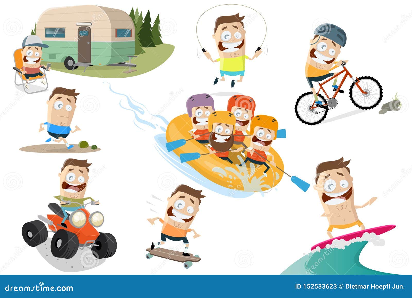 Funny Outdoor Related Cartoon Man Collection Stock Vector ...