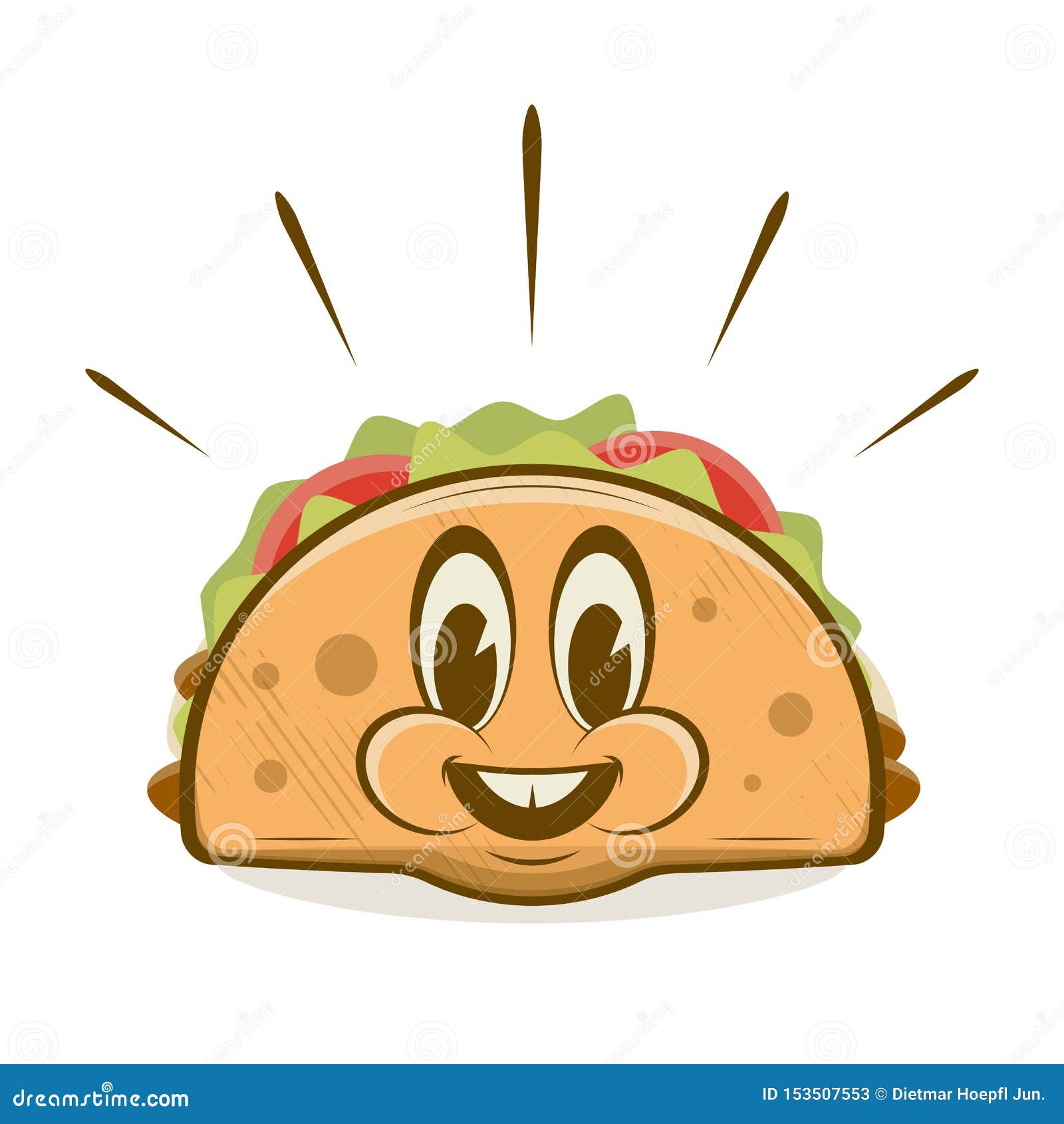 Funny Taco Cartoon Illustration in Retro Style Stock Vector ...