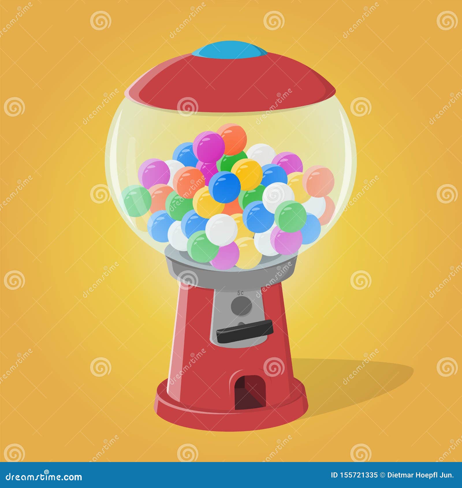 Funny Cartoon Illustration of a Gumball Machine Stock Vector ...