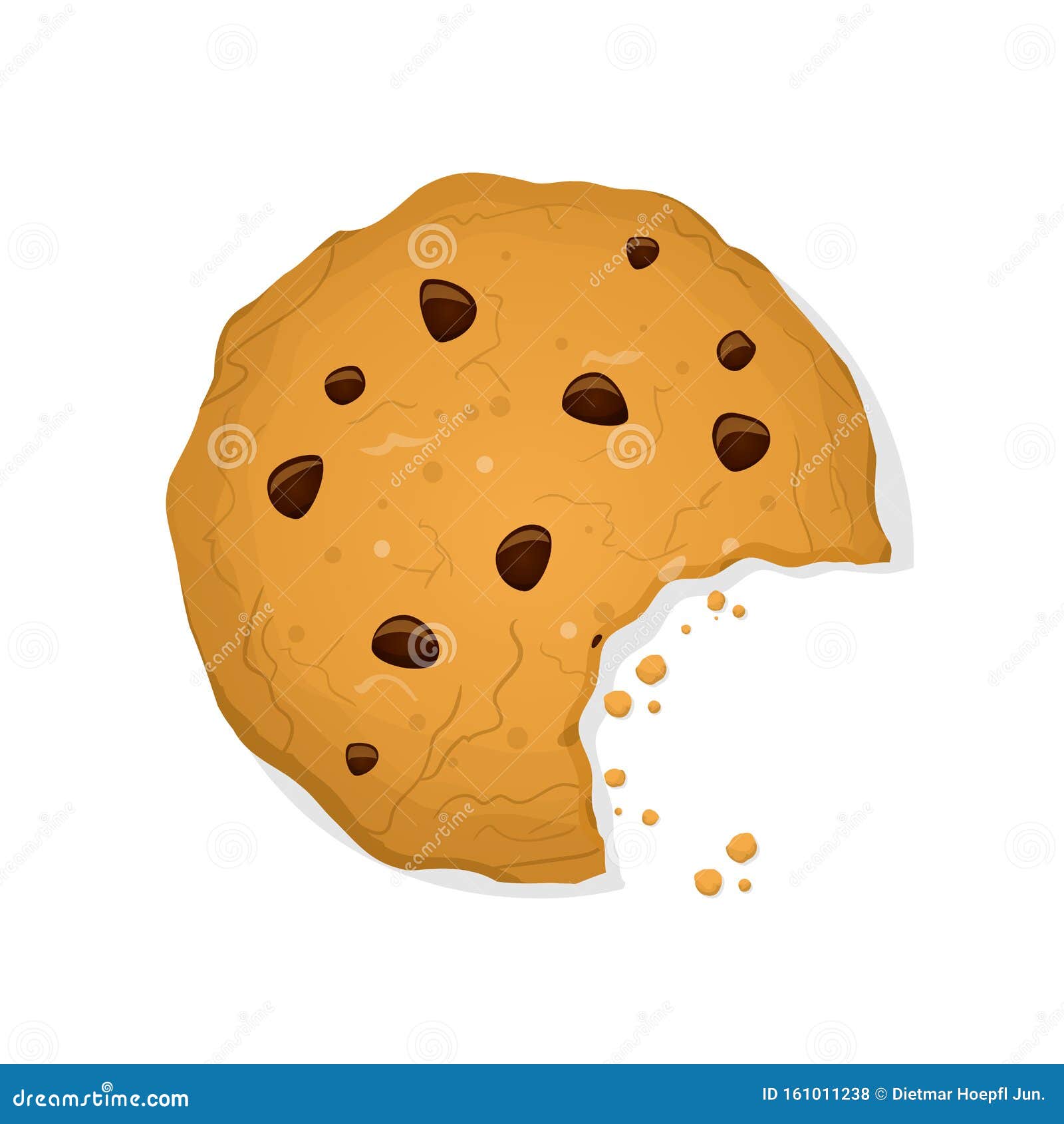 Funny Cartoon Illustration of a Bitten Cookie Stock Vector ...