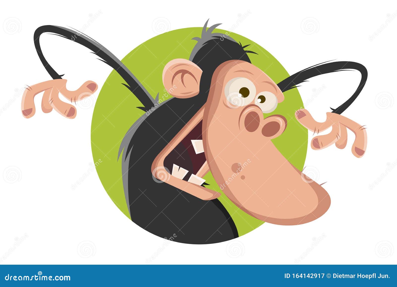 Vector Illustration of a Funny Cartoon Ape in a Badge Stock Vector ...