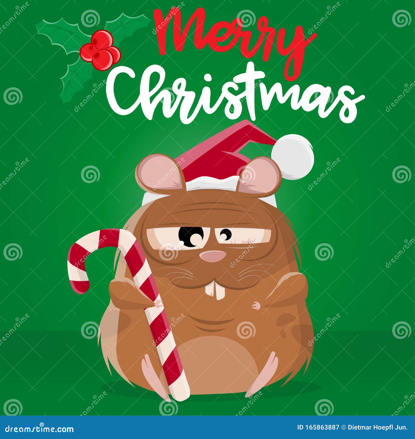 Funny Cartoon Illustration of a Stoned Looking Crazy Hamster Wishing a ...