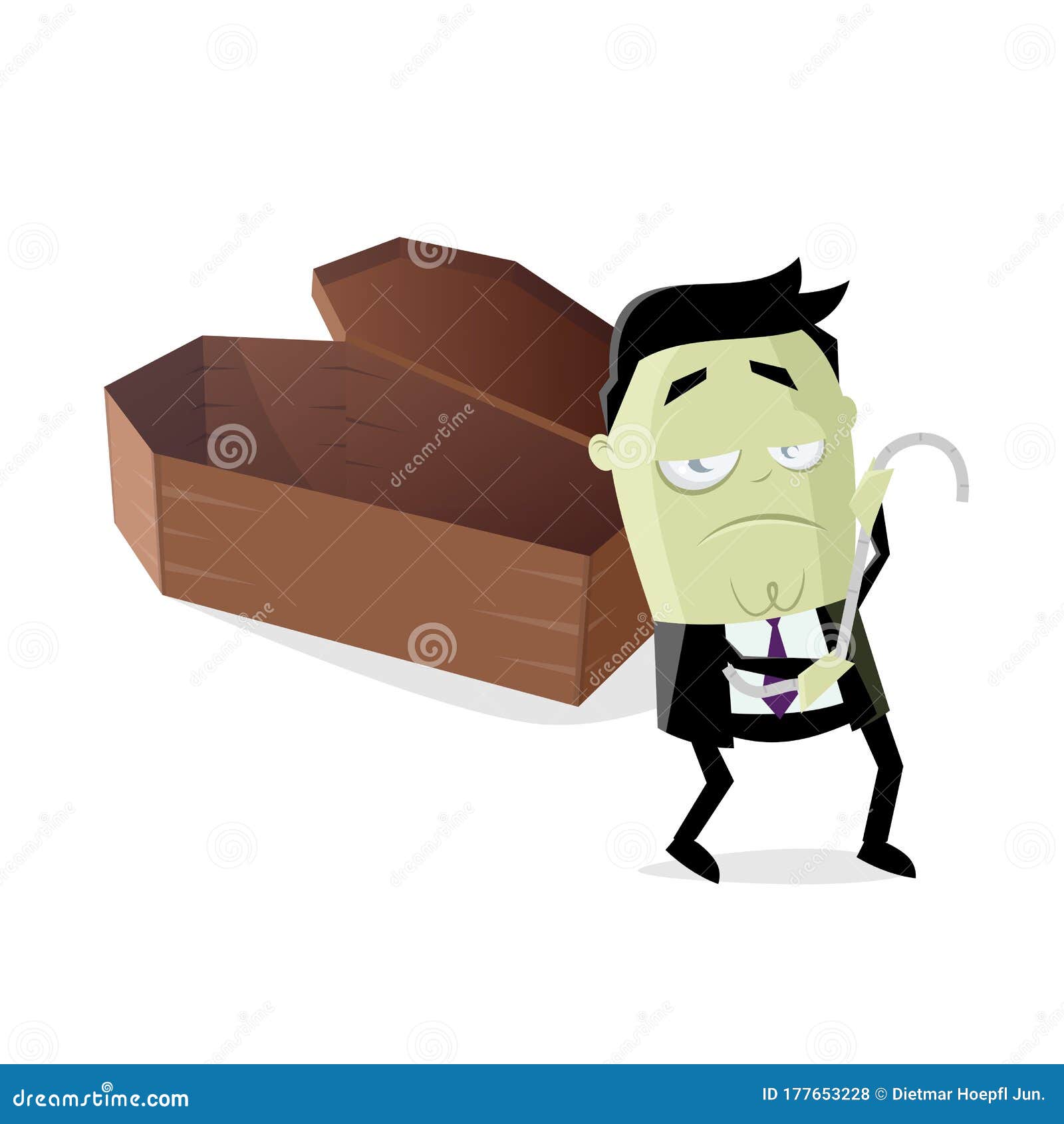 Undertaker With Coffin Cartoon Illustration | CartoonDealer.com #42783751