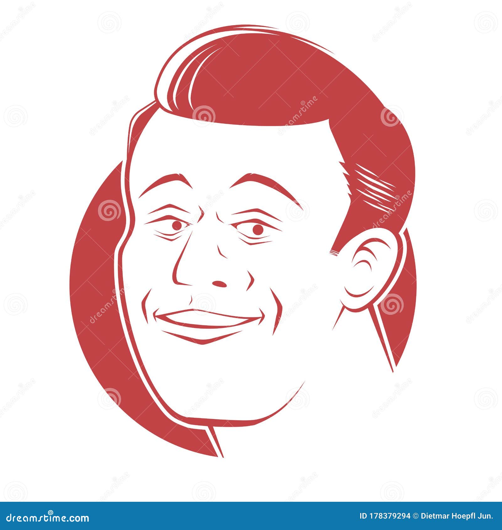 Retro Cartoon Illustration of a Smiling Handsome Man Stock Vector ...