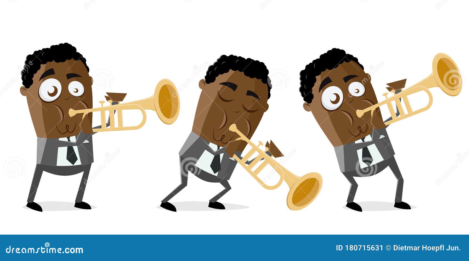 Funny Vector Illustration of a Cartoon Jazz Trumpeter Stock Vector ...