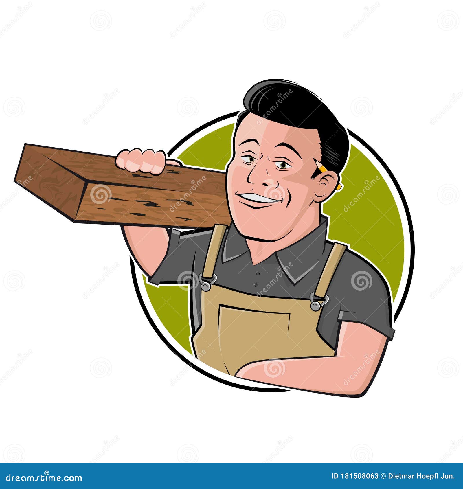 Funny Cartoon Logo of a Carpenter in a Badge Stock Vector ...