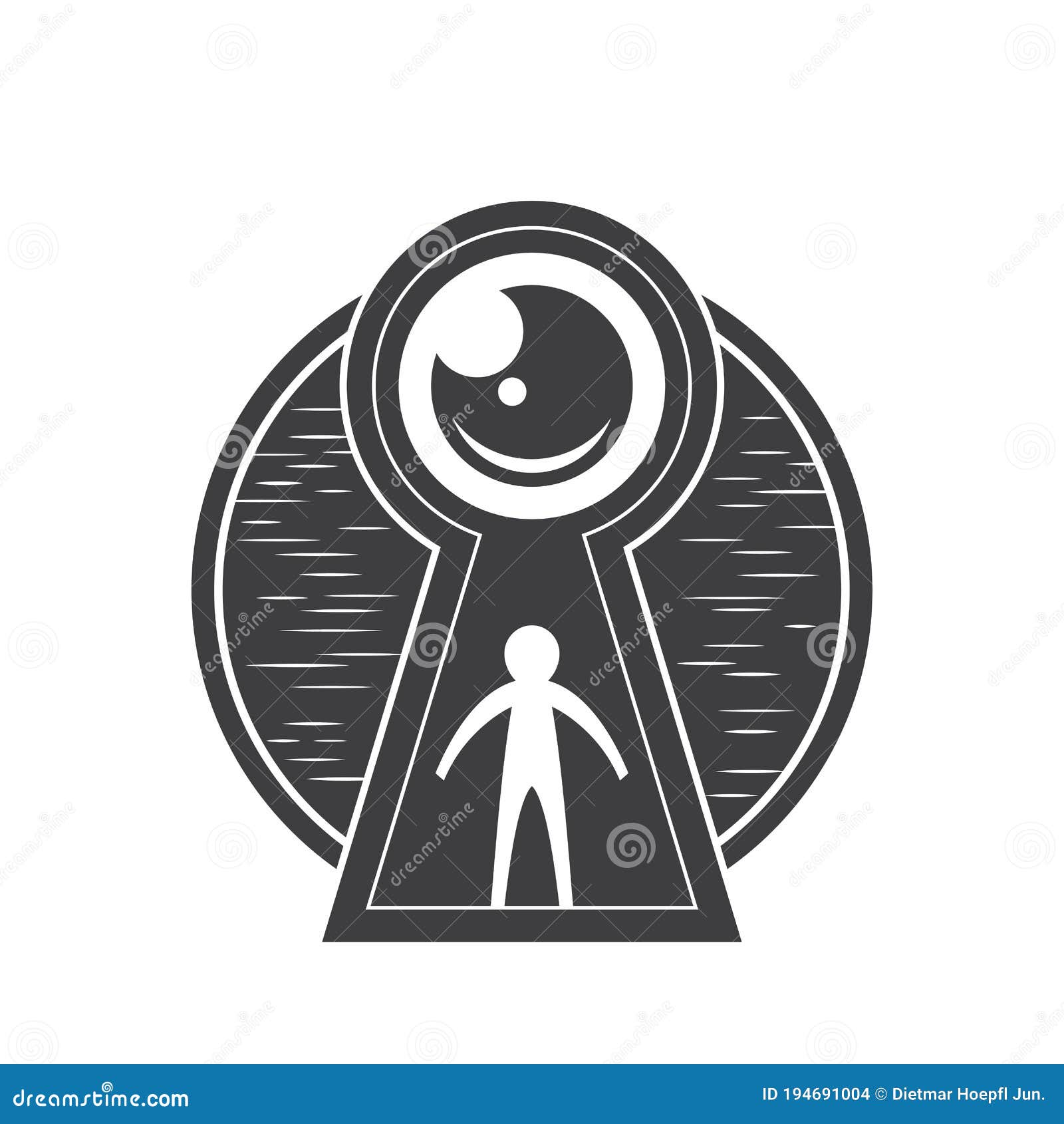 Mysterious Keyhole Logo with Person Eyeball and Fog Stock Vector ...